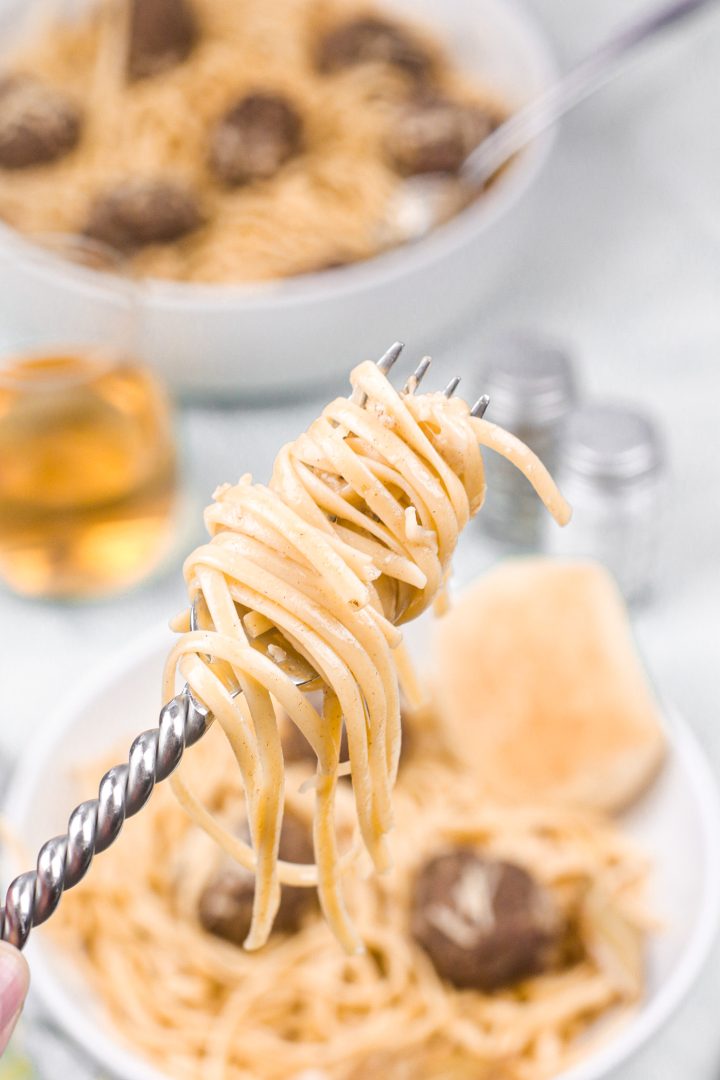 Sage Lemon Butter Pasta with Meatballs - Our WabiSabi Life