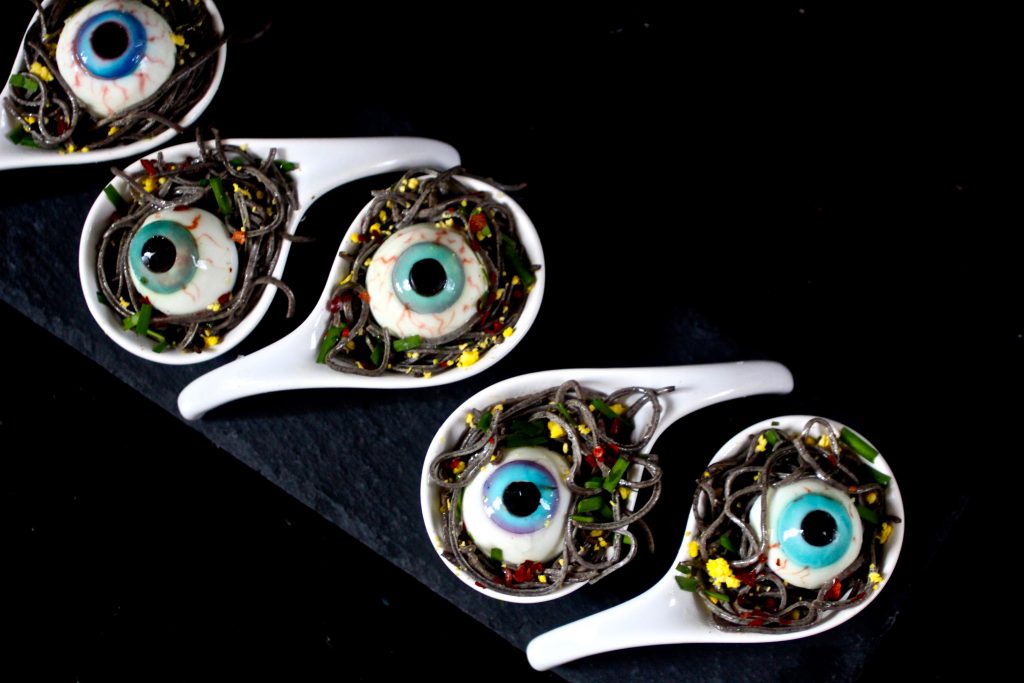Spaghetti with Deviled Eyes | Spooky Spaghetti for a Halloween Party