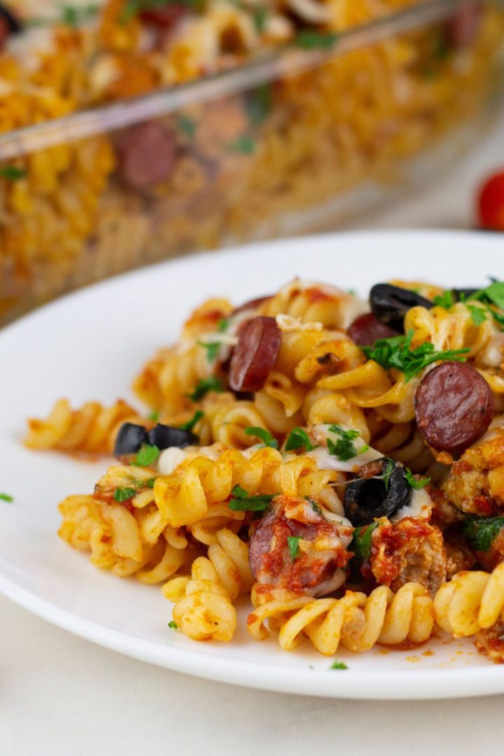 Lightened Up Pizza Pasta Bake - Our WabiSabi Life