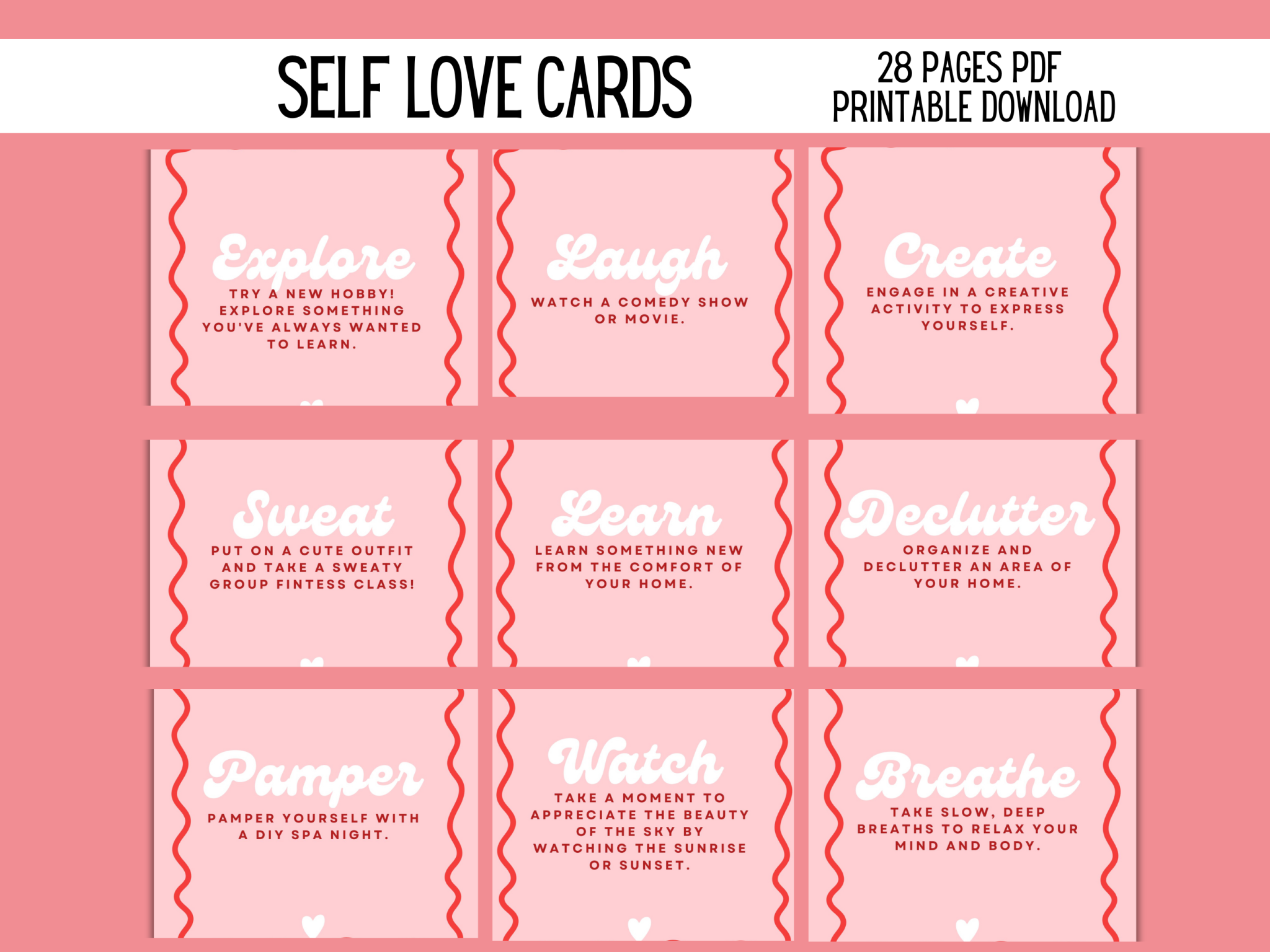 28 Days of Self Love Cards Printable - Our WabiSabi Life