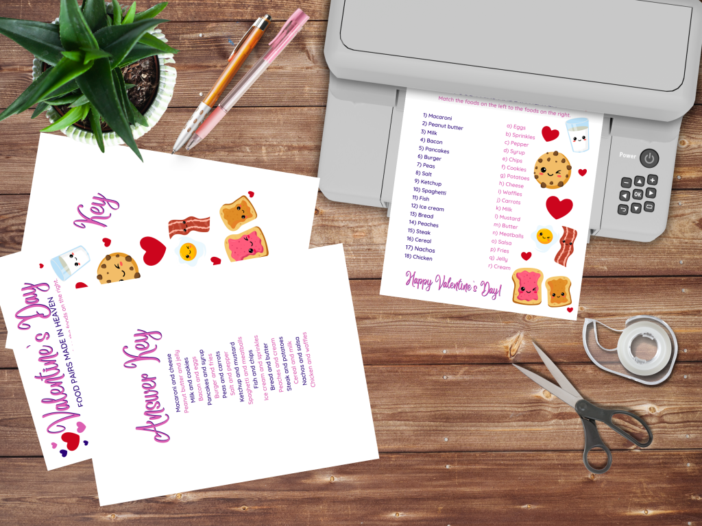 Free Valentines Day Food Pair Game Printable - Our WabiSabi Life