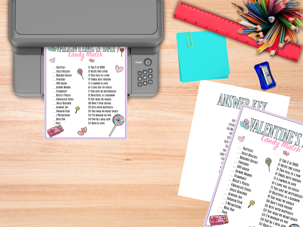 Free Valentines Day Candy Match Game Printable - Our WabiSabi Life