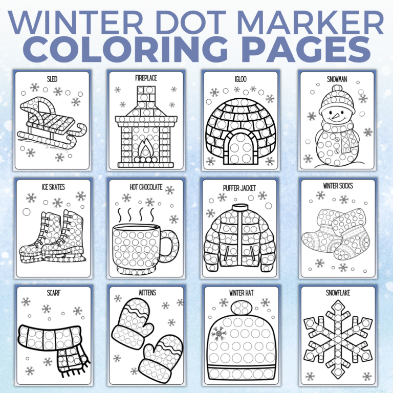 Winter Dot Marker Coloring Pages for Toddlers - Our WabiSabi Life