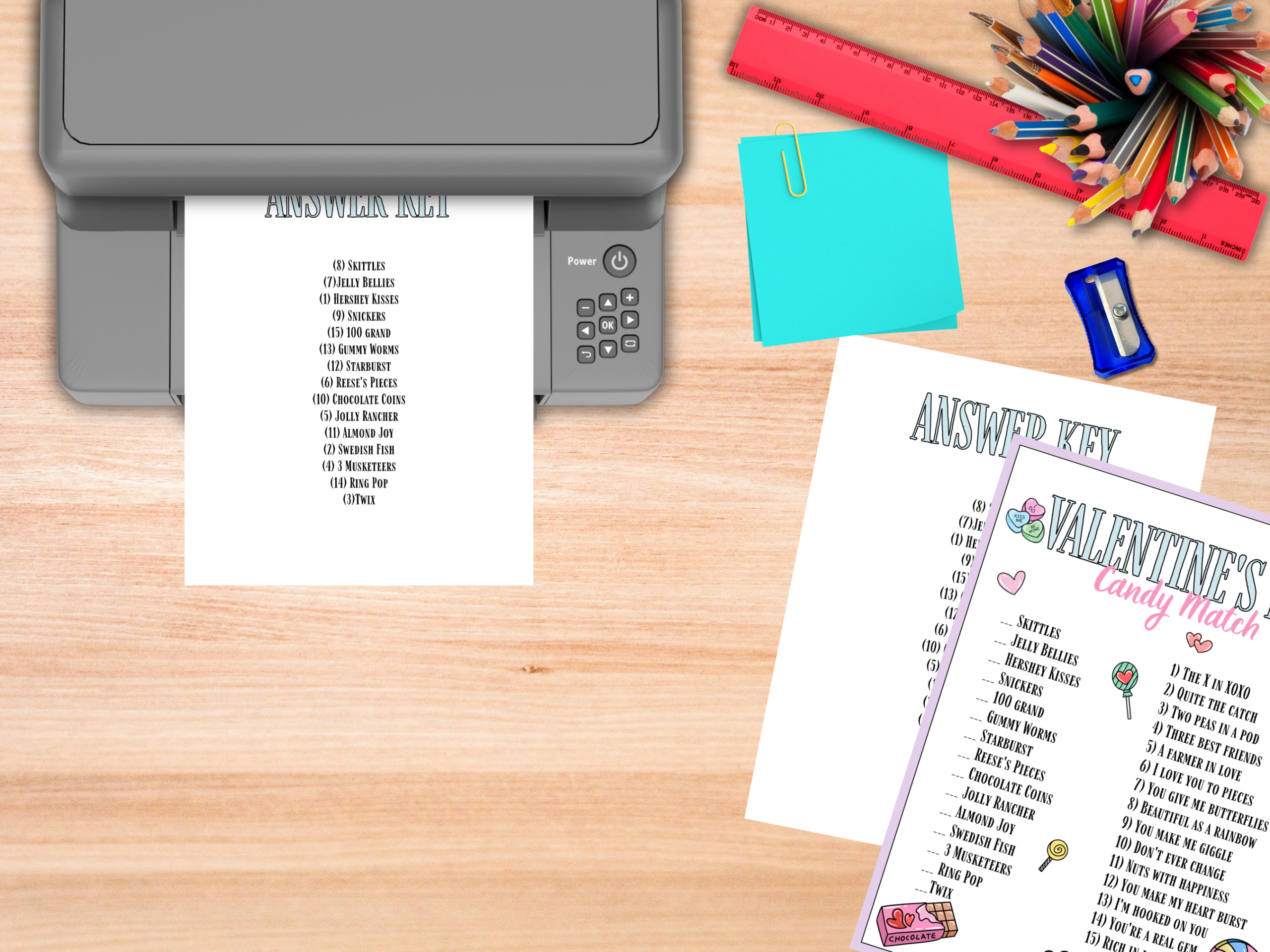 Free Valentines Day Candy Match Game Printable - Our WabiSabi Life