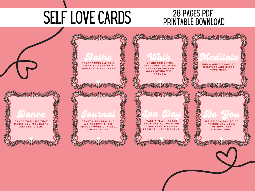 28 Days of Self Love Cards Printable - Our WabiSabi Life