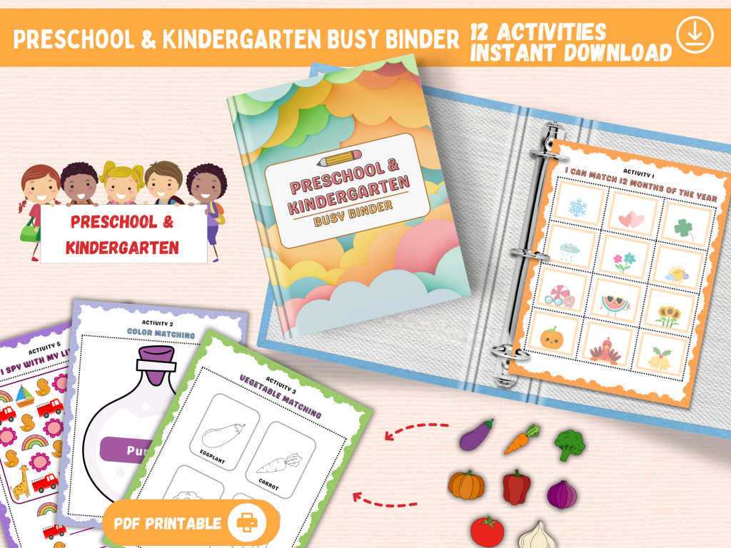 Preschool & Kindergarten Busy Binder Printable - Our WabiSabi Life