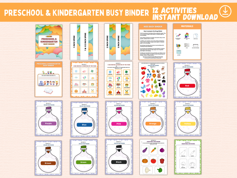 Preschool & Kindergarten Busy Binder Printable - Our WabiSabi Life