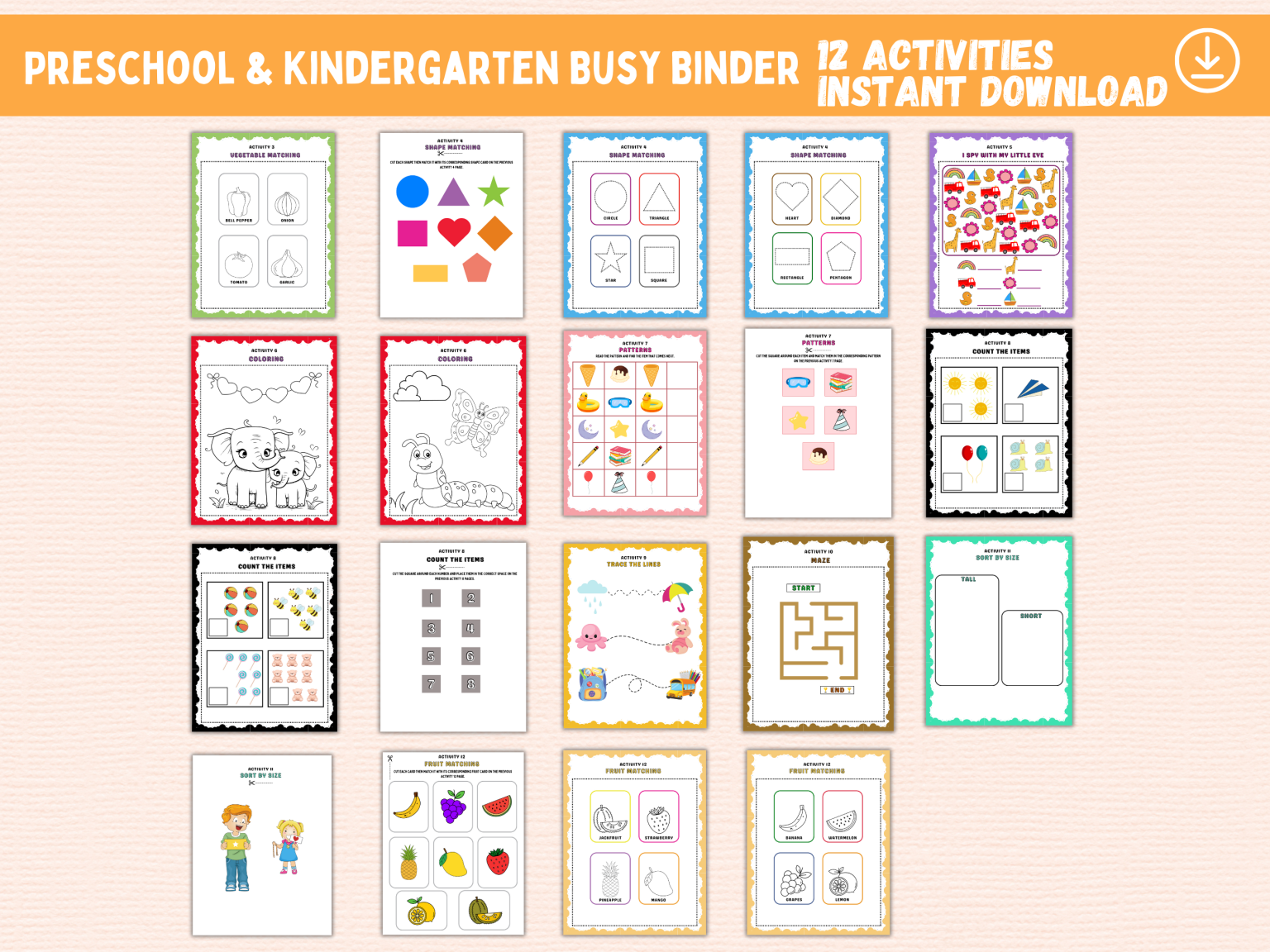 Preschool & Kindergarten Busy Binder Printable - Our WabiSabi Life