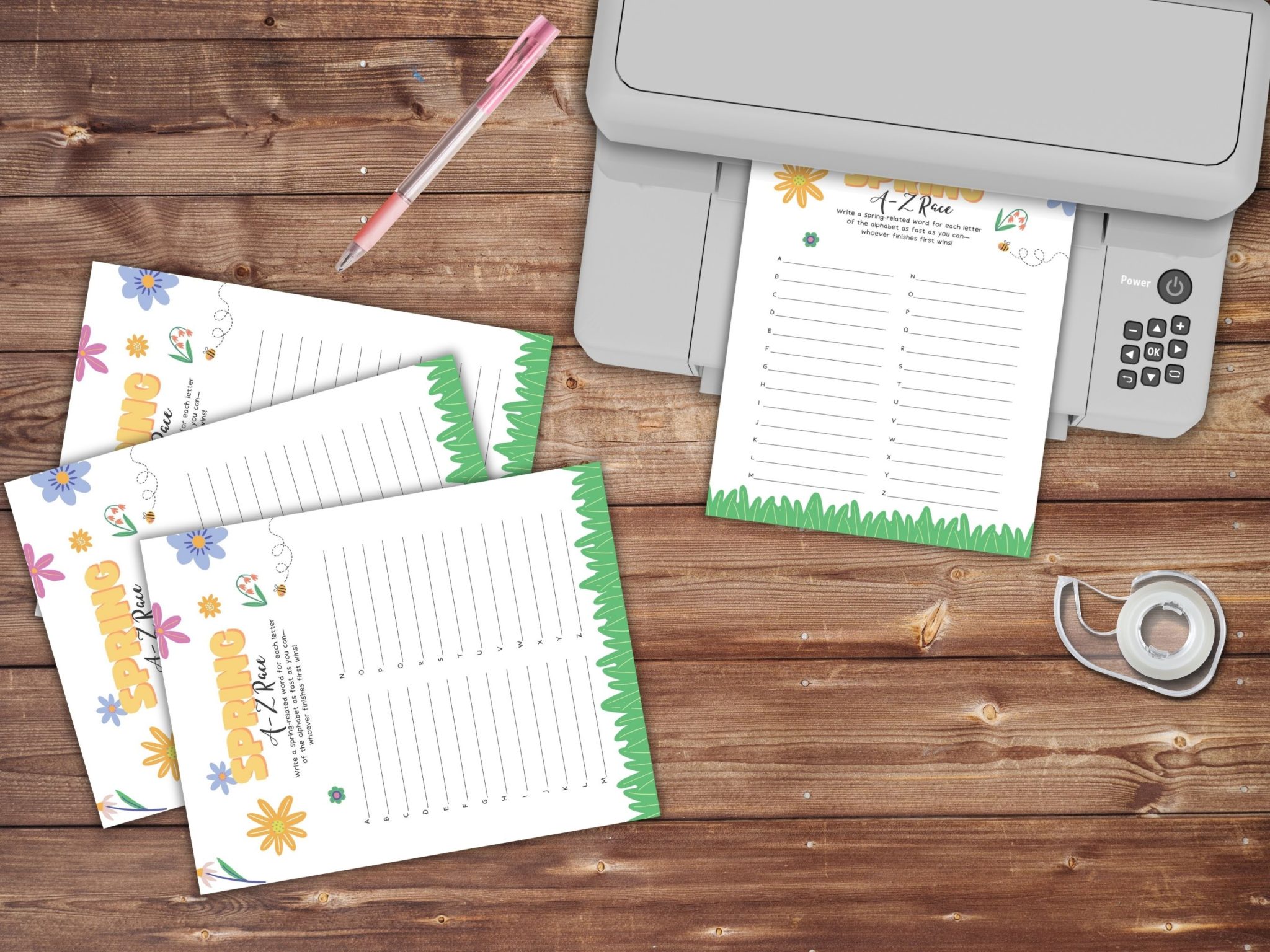 Free Spring A-Z Race Game Printable - Our WabiSabi Life