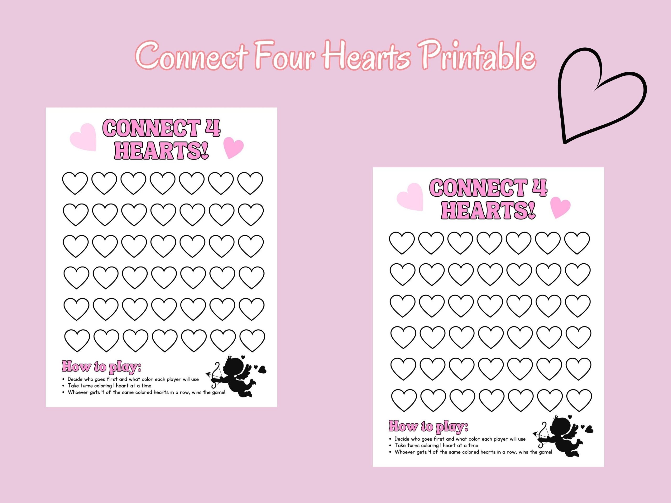 Free Connect Four Hearts Game Printable - Our WabiSabi Life