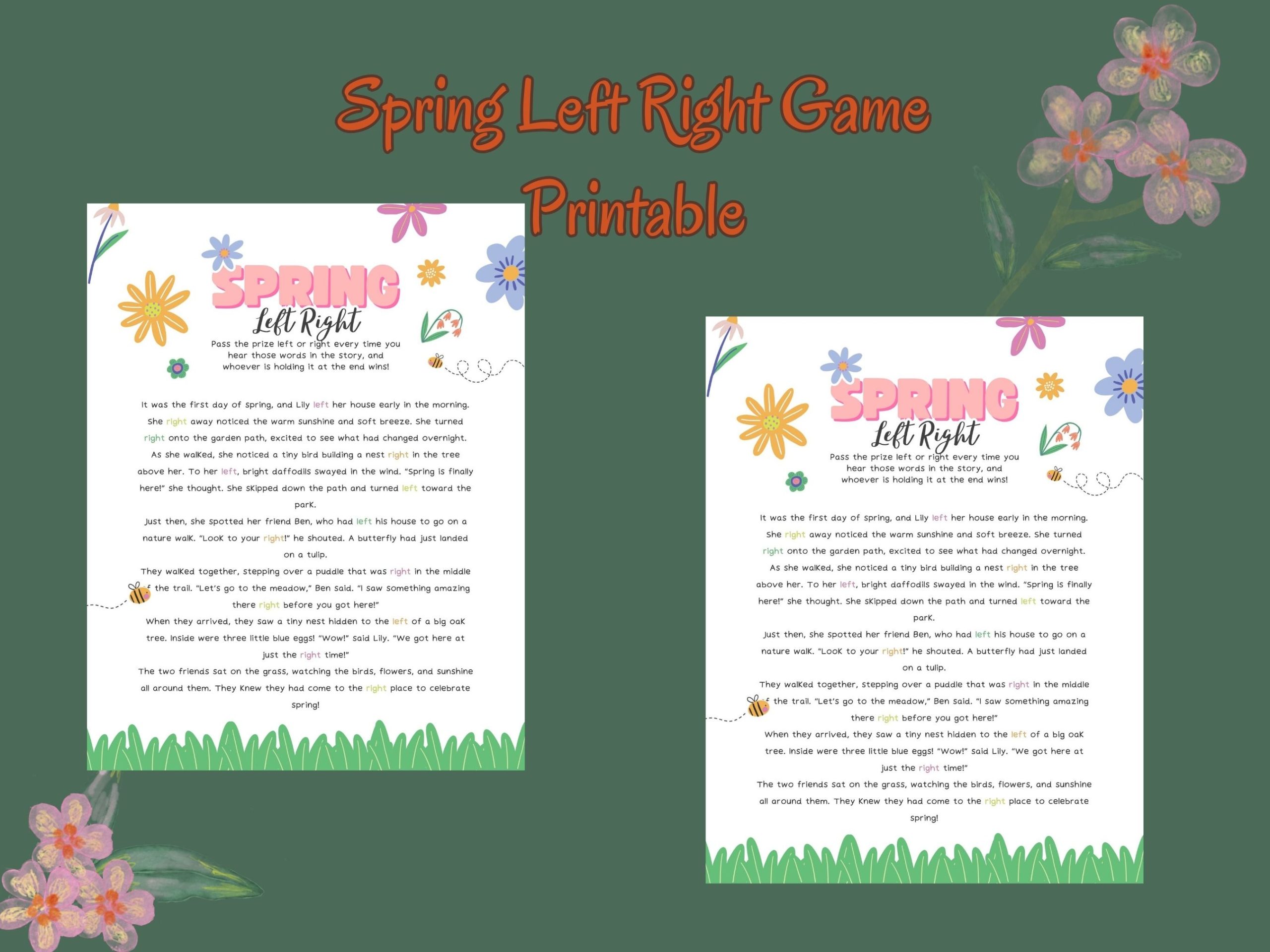 Free Spring Left Or Right Game Printable - Our WabiSabi Life