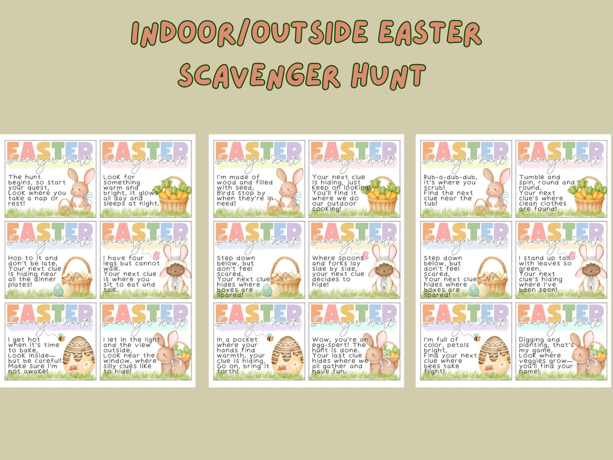Free Indoor/Outdoor Easter Scavenger Hunt Printable - Our WabiSabi Life