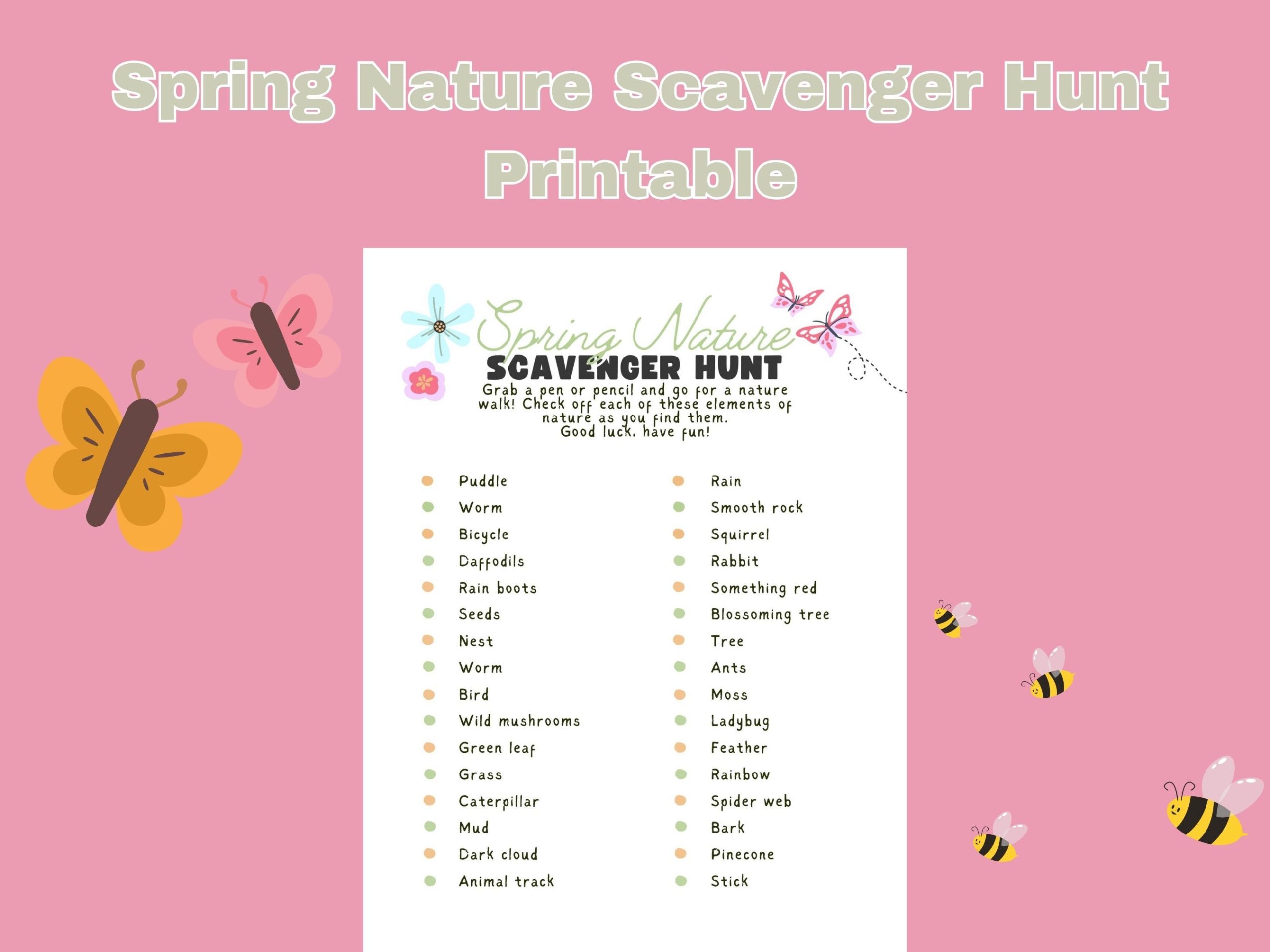 Free Spring Nature Scavenger Hunt Printable - Our WabiSabi Life