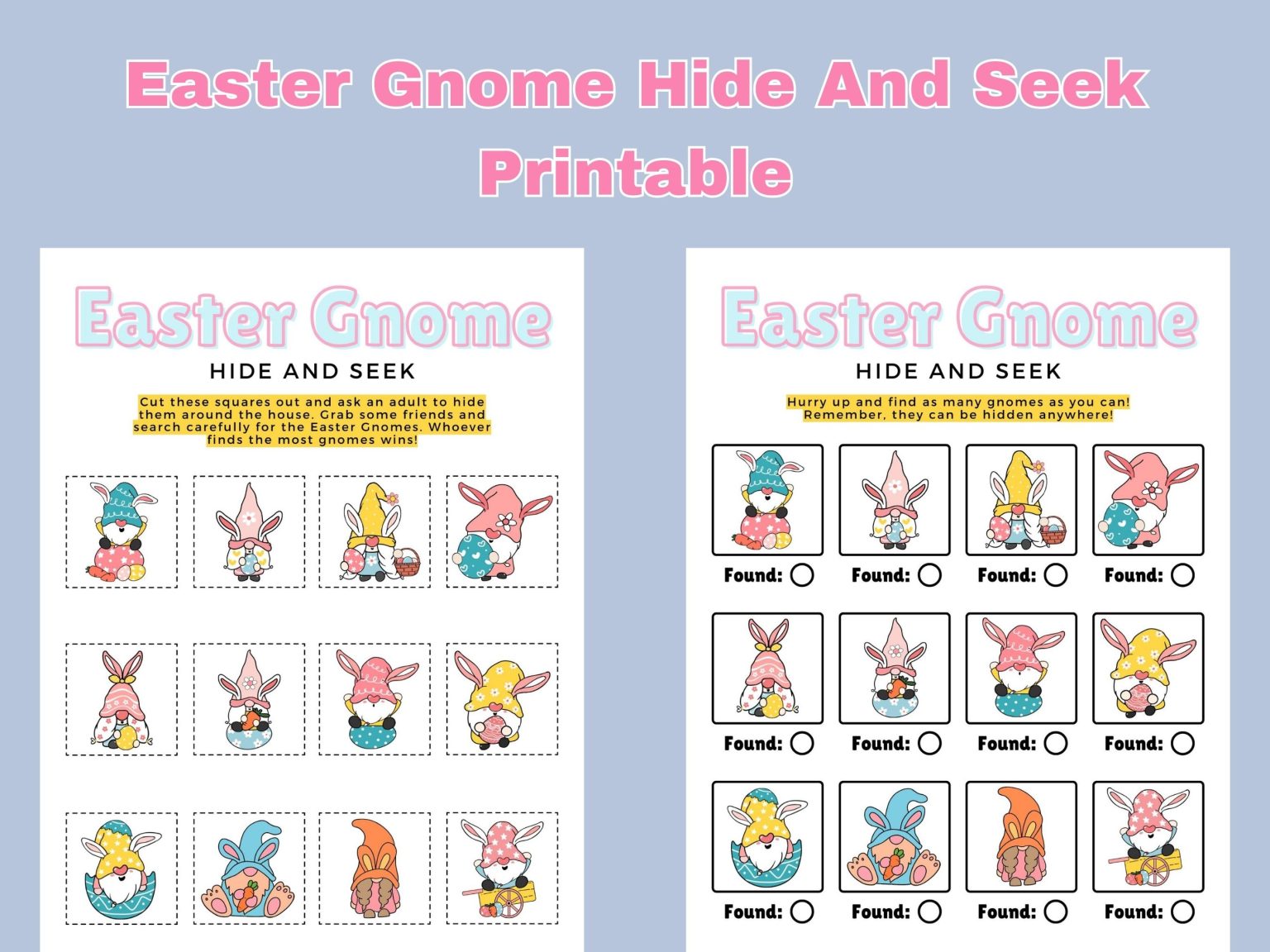 Free Easter Gnome Hide And Seek Printable - Our WabiSabi Life