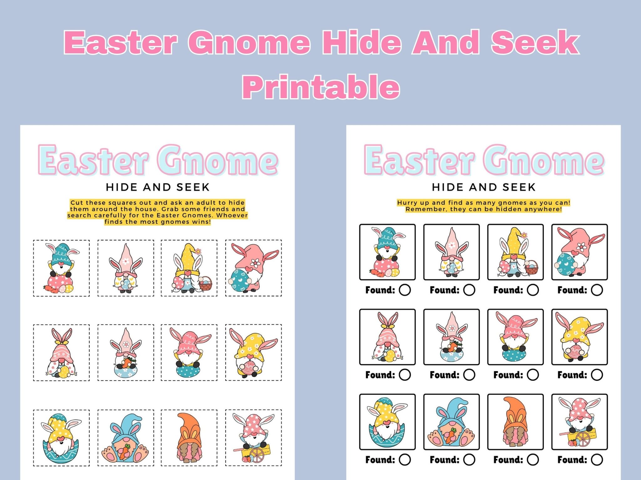 Free Easter Gnome Hide And Seek Printable - Our WabiSabi Life