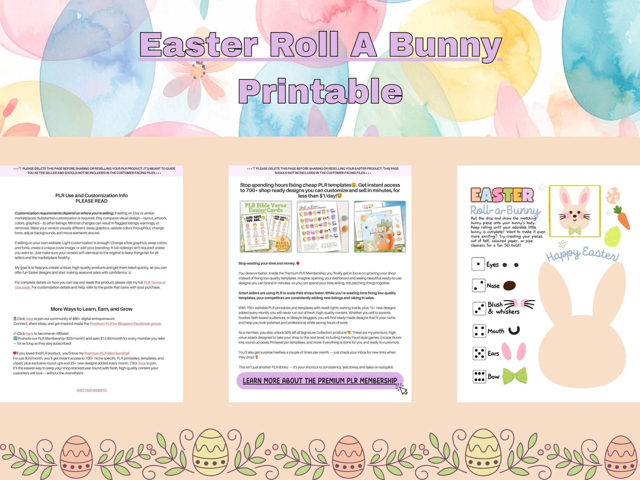 Free Easter Roll A Bunny Game Printable - Our WabiSabi Life