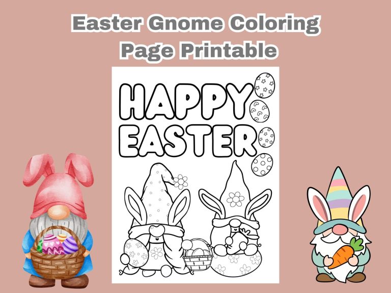 Free Easter Gnome Coloring Page Printable - Our WabiSabi Life