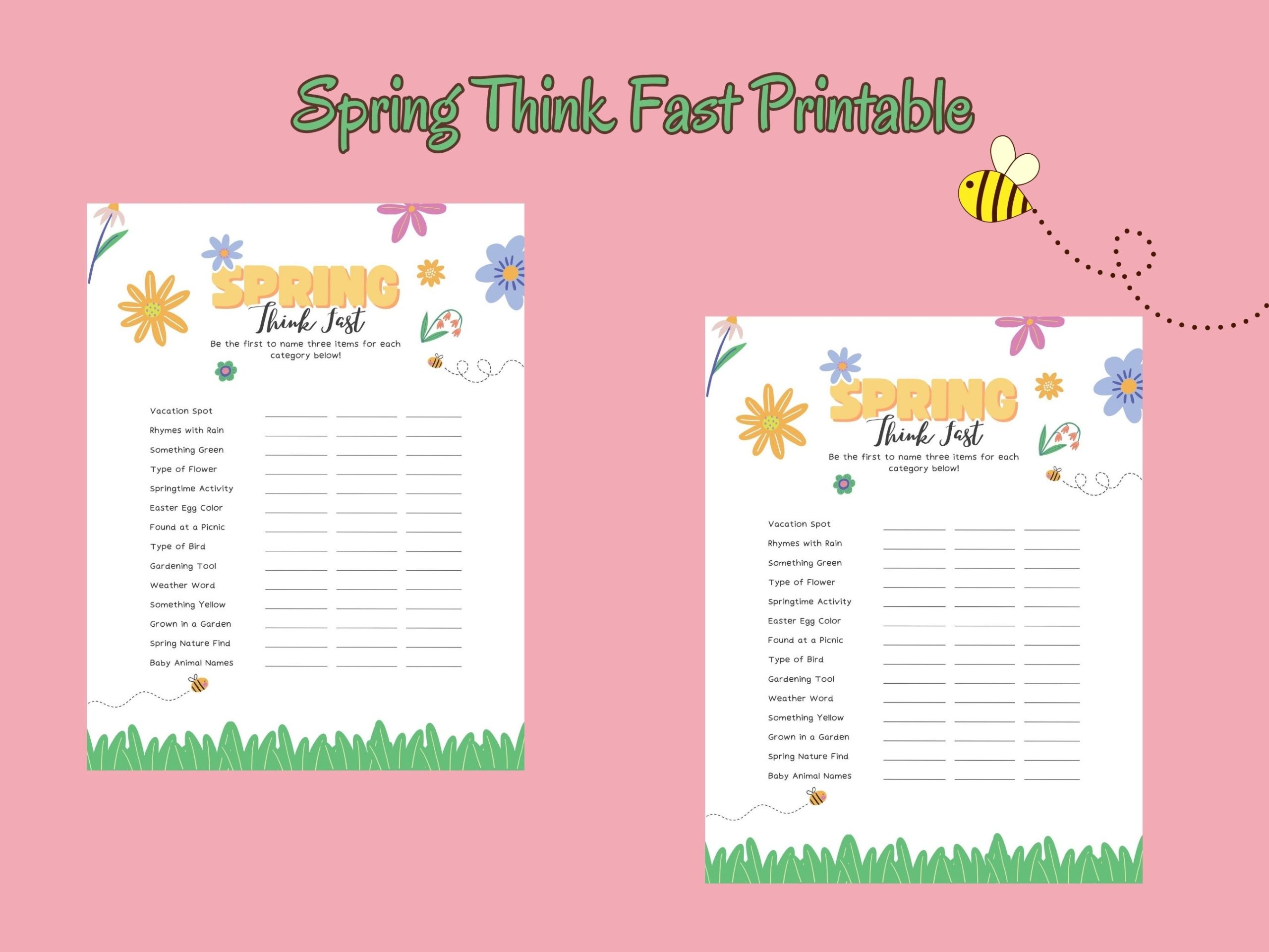 Free Spring Think Fast Game Printable - Our WabiSabi Life
