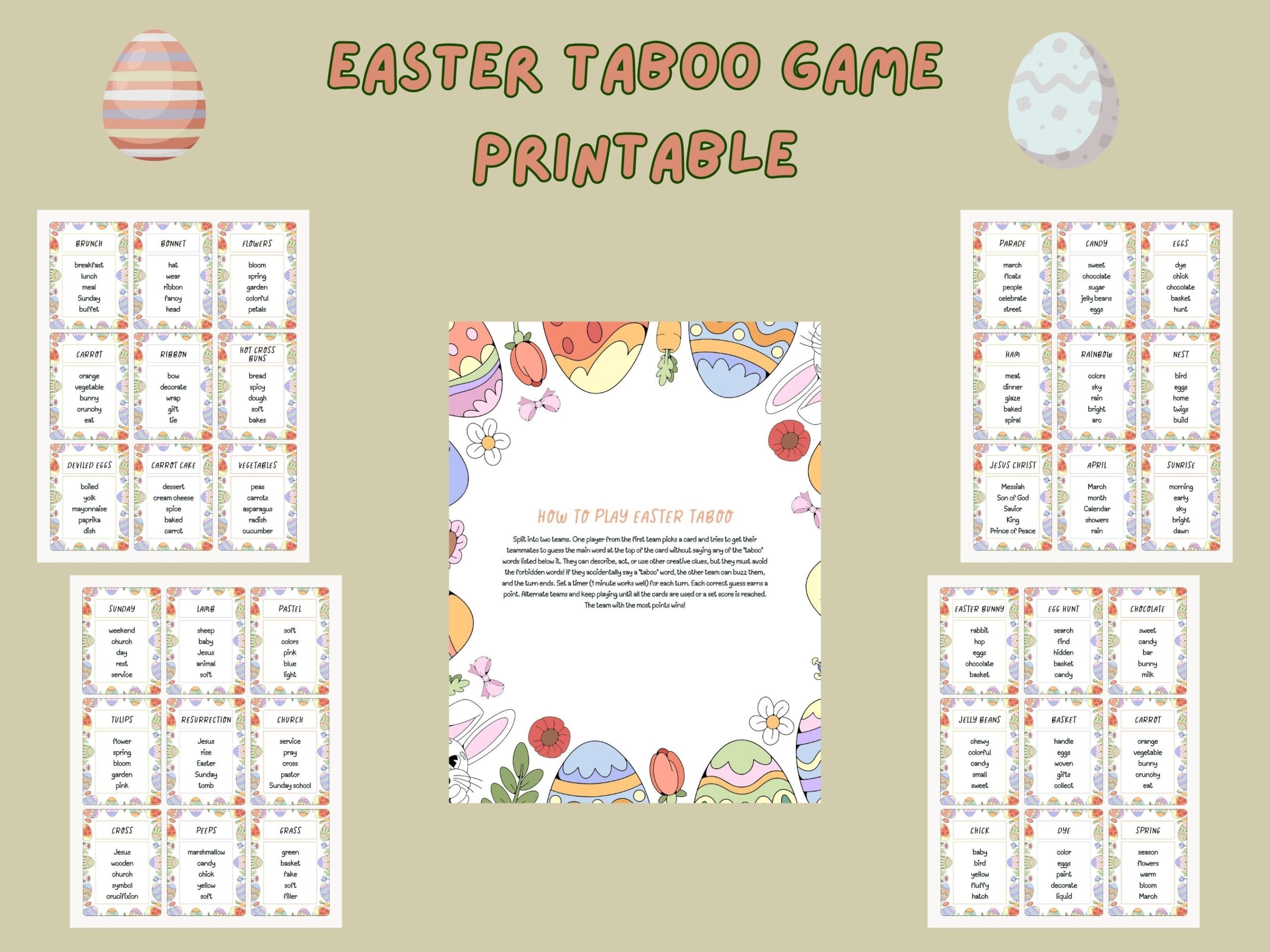 Free Easter Taboo Game Printable - Our WabiSabi Life