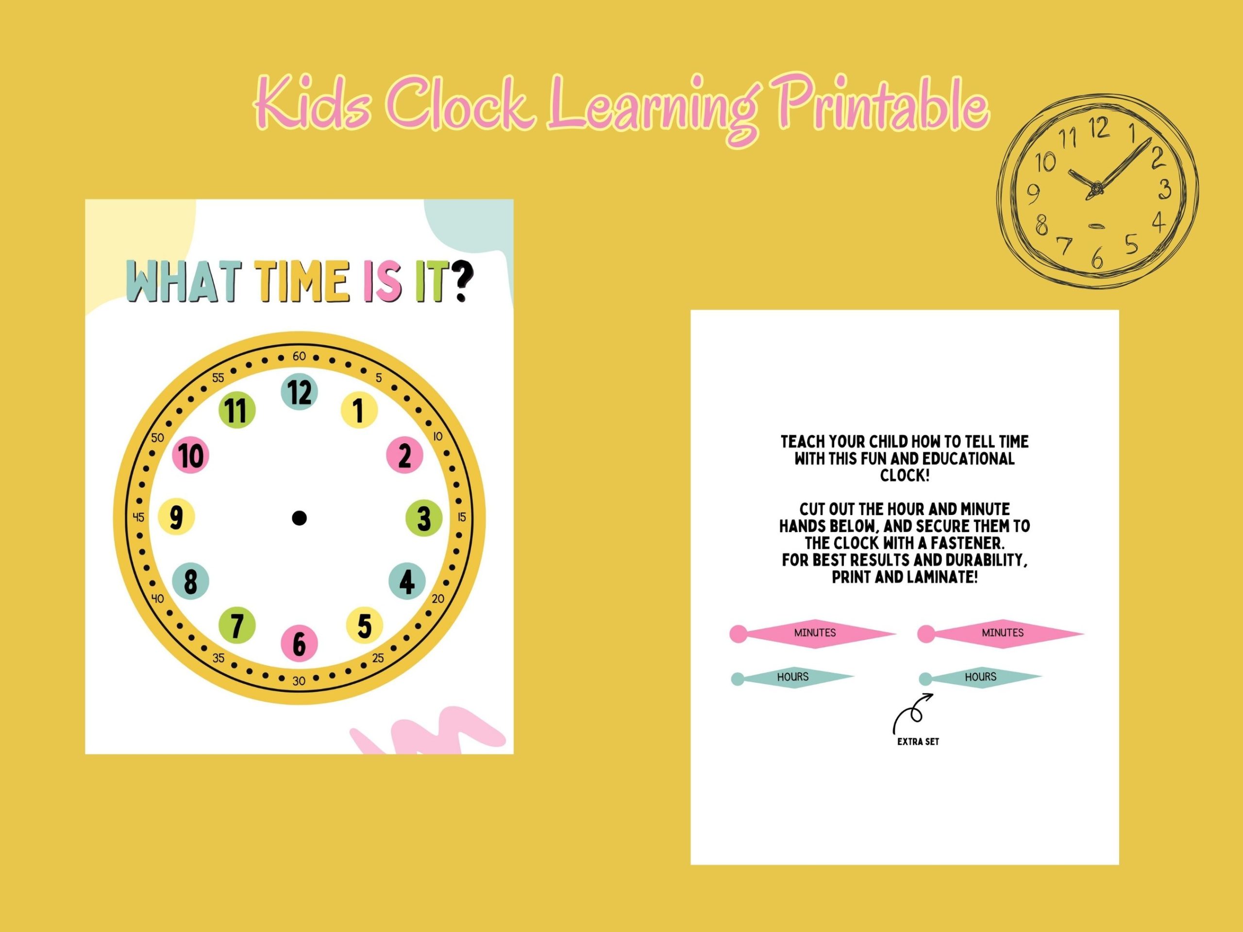 Free Kids Clock Learning Printable - Our WabiSabi Life