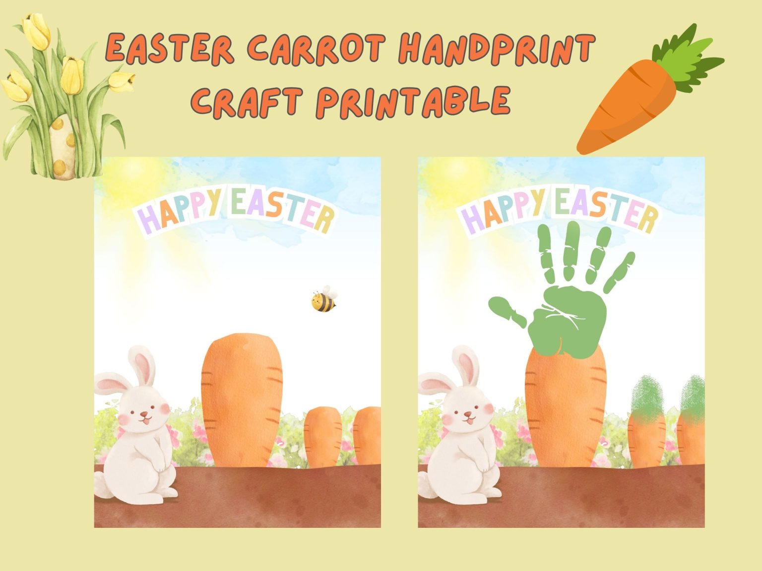 Free Easter Carrot Handprint Craft Printable - Our WabiSabi Life