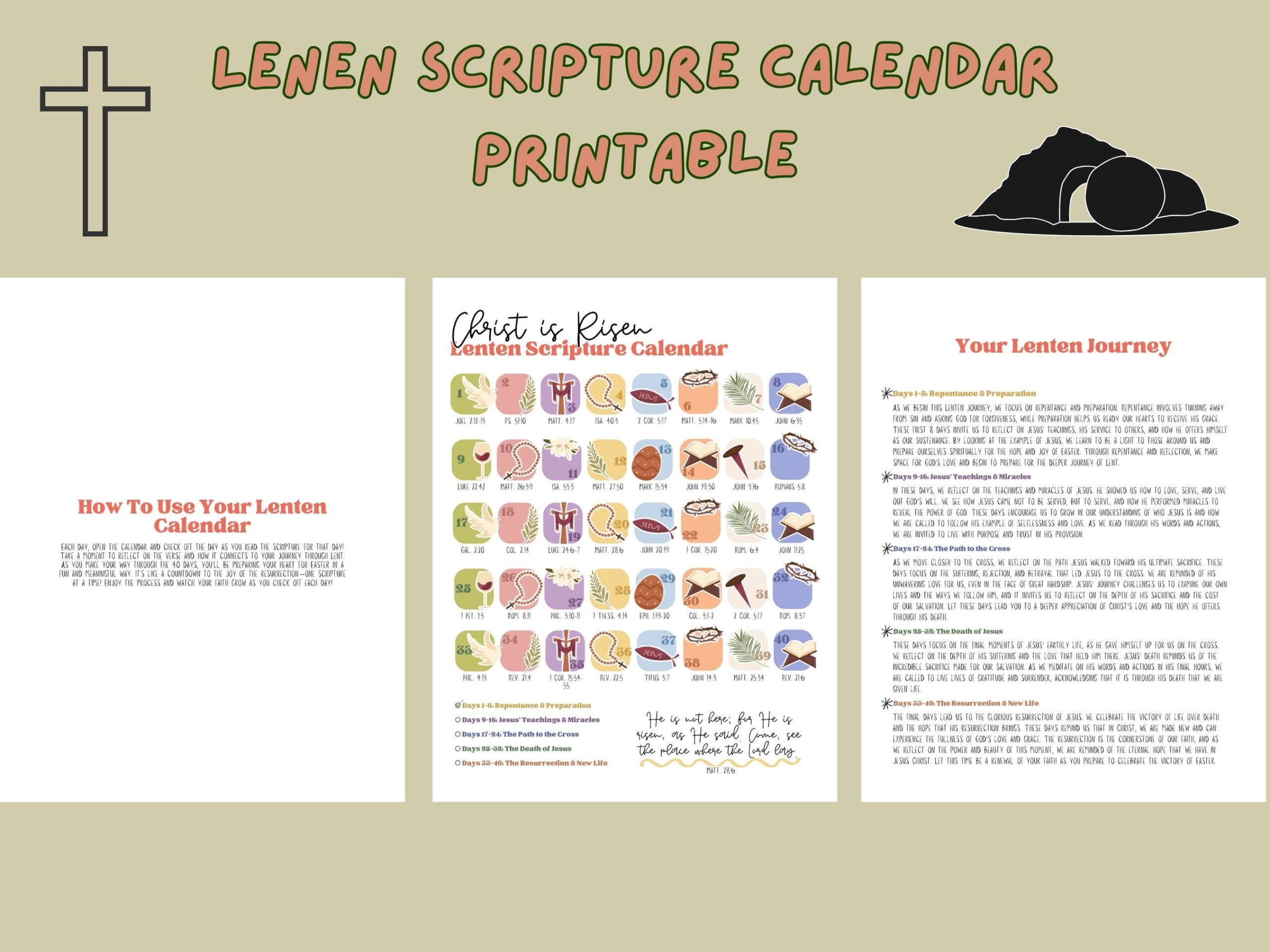 Free Lenten Scripture Calendar Printable - Our WabiSabi Life