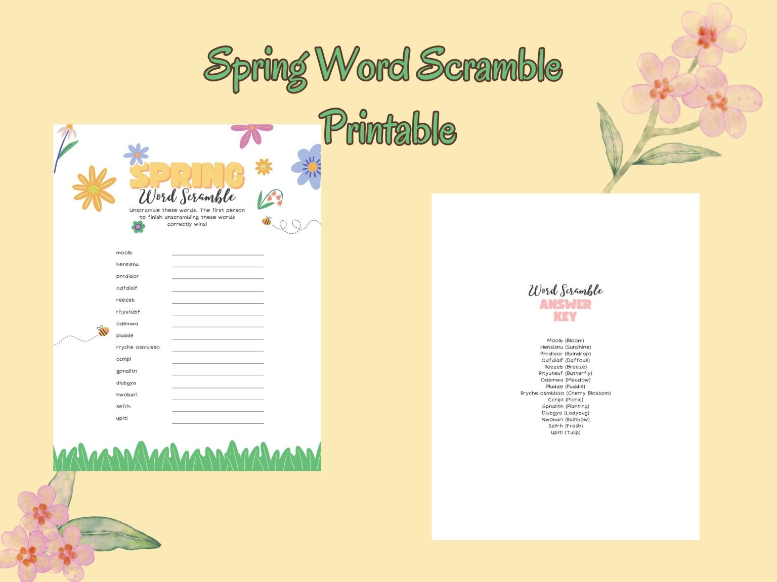 Free Spring Word Scramble Printable - Our WabiSabi Life