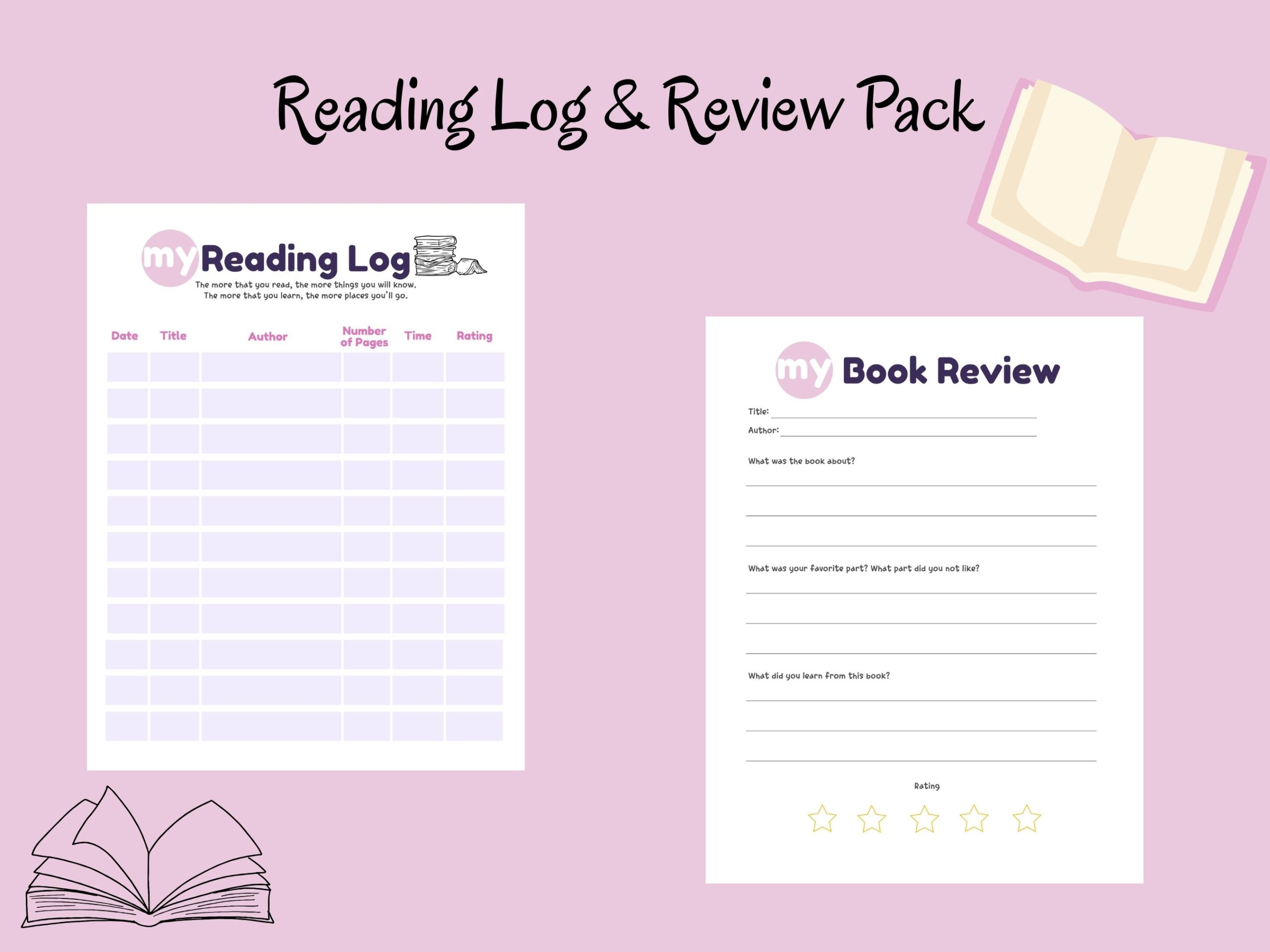 Free Reading Log and Review Pack Printable - Our WabiSabi Life