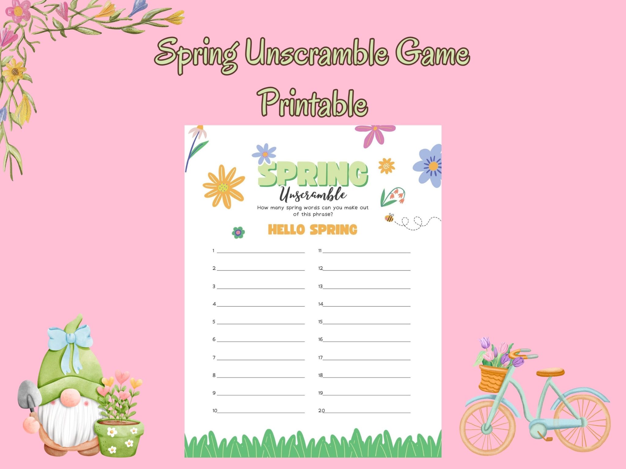 Free Spring Unscramble Game Printable - Our WabiSabi Life