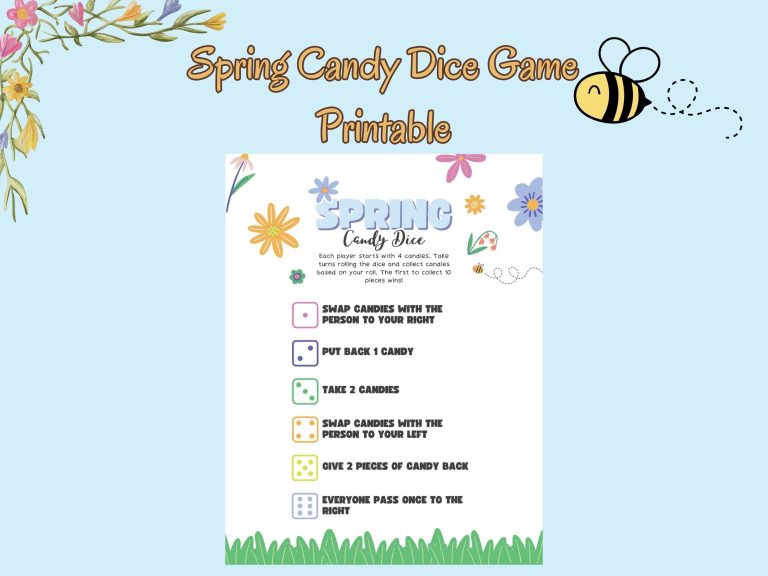 Free Spring Candy Dice Game Printable - Our WabiSabi Life