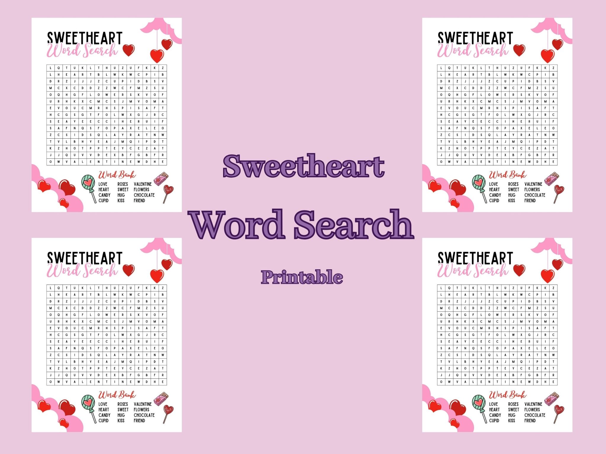Free Sweet Heart Word Search Printable - Our WabiSabi Life