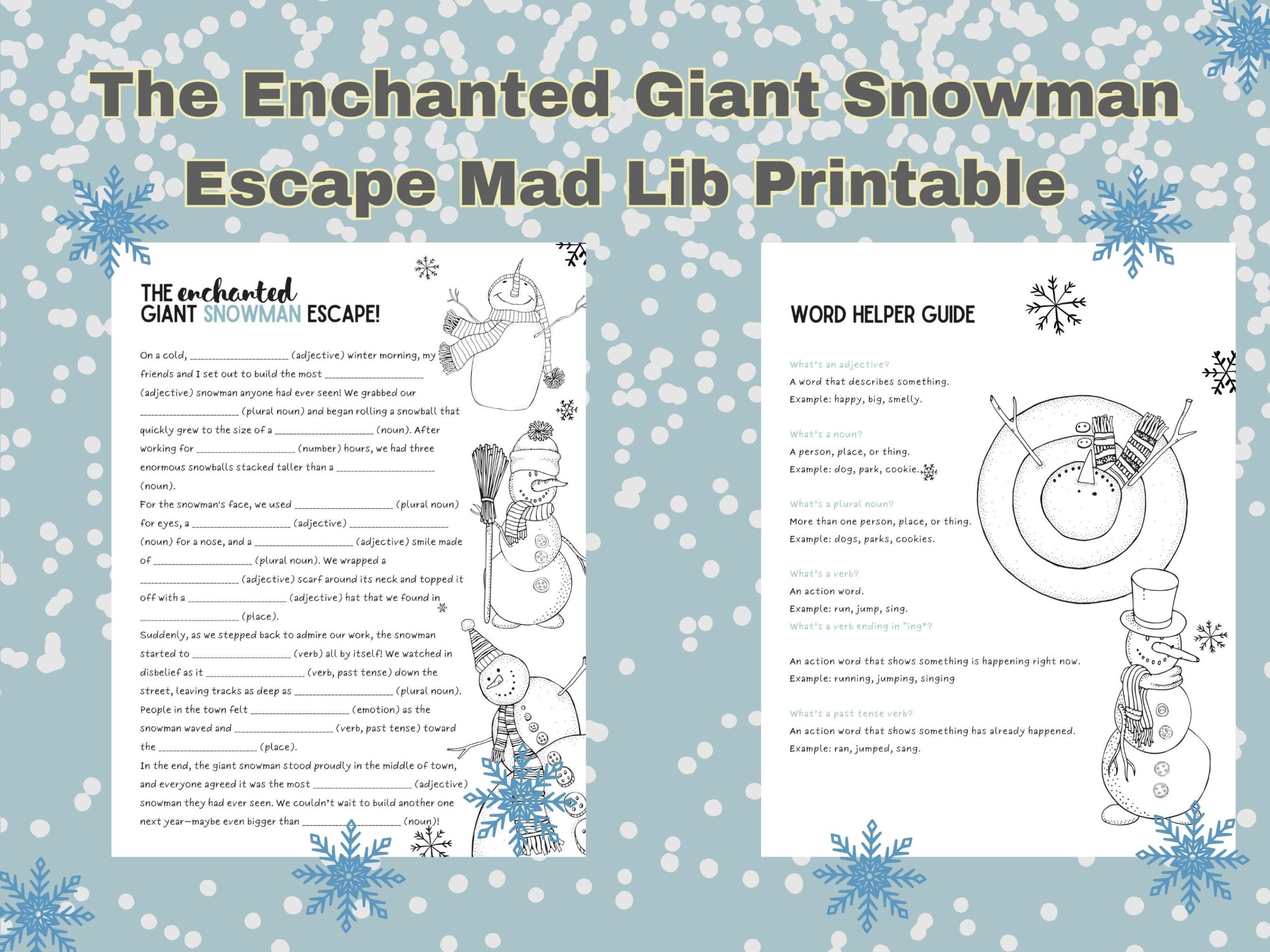 Free Enchanted Giant Snowman Escape Mad Lib Printable - Our WabiSabi Life