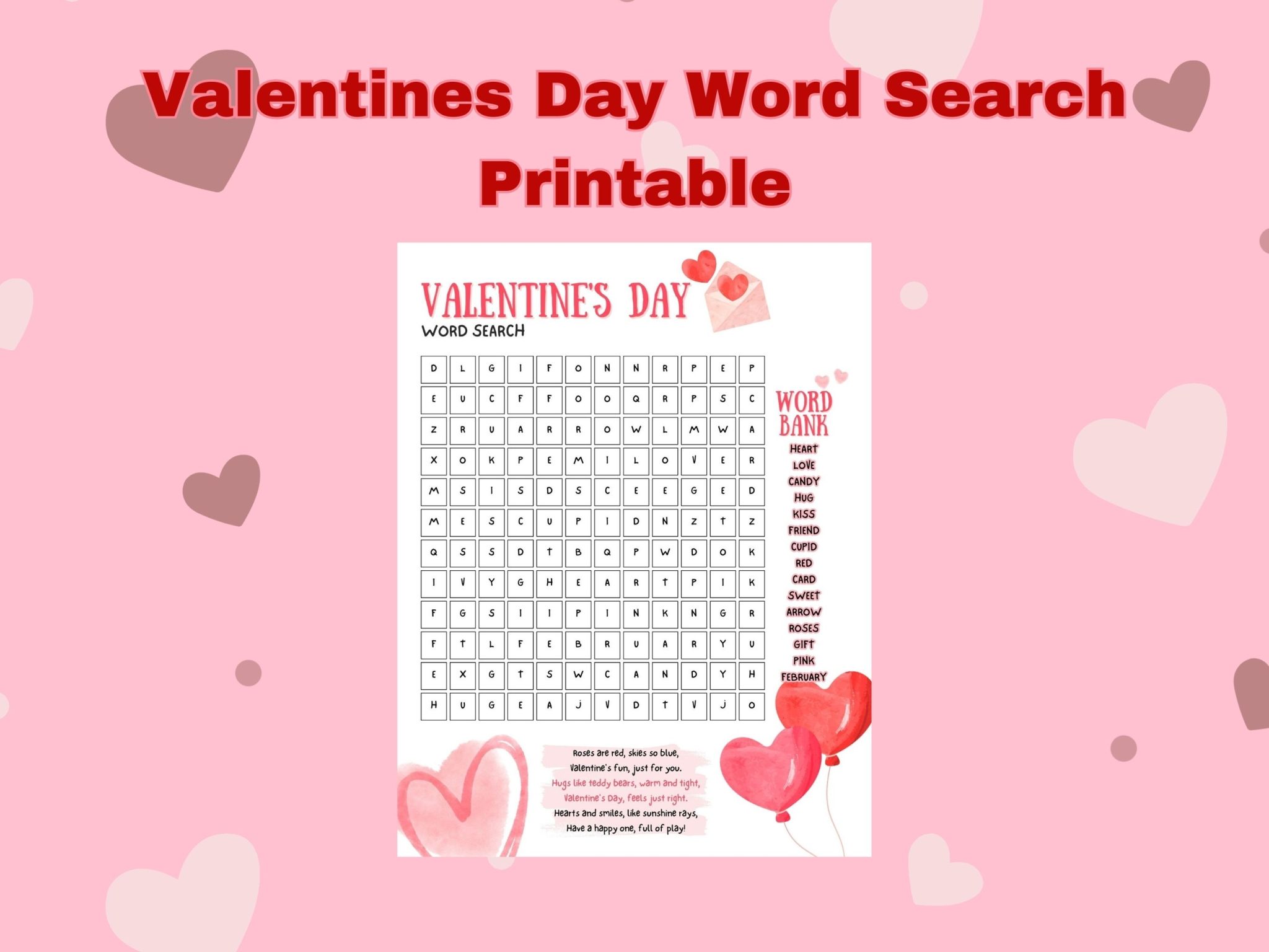 Free Valentines Day Word Search Printable - Our WabiSabi Life
