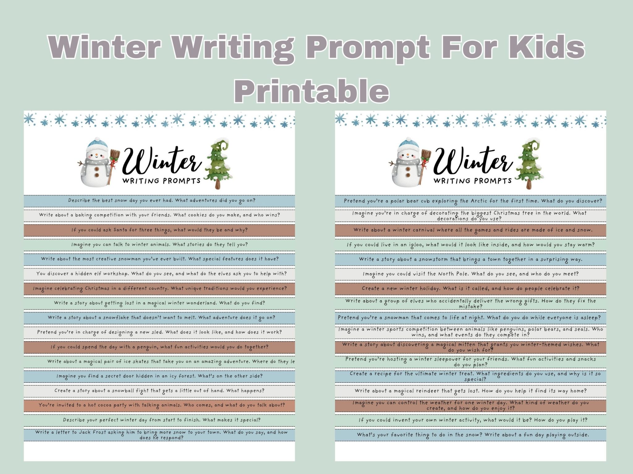 Free Winter Writing Prompt Printable - Our WabiSabi Life