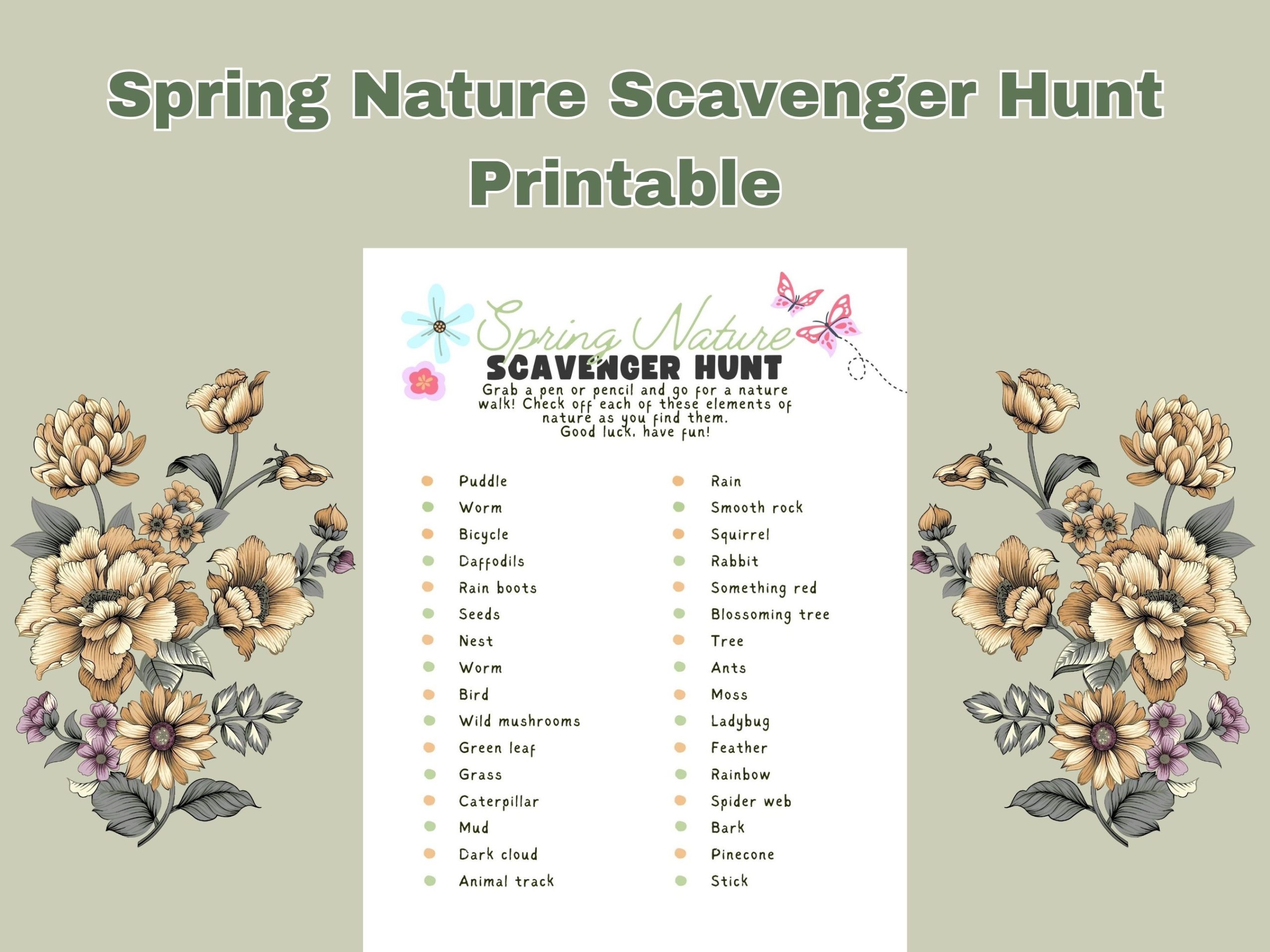 Free Spring Nature Scavenger Hunt Printable - Our WabiSabi Life