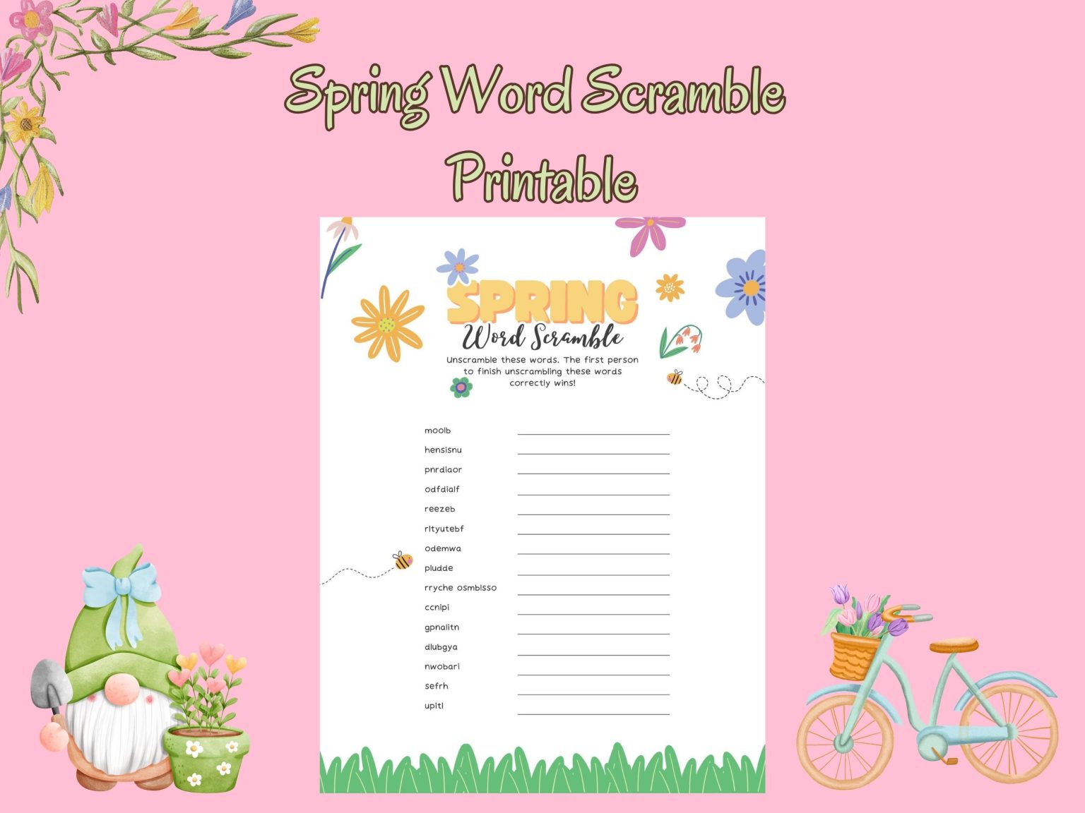 Free Spring Word Scramble Printable - Our WabiSabi Life