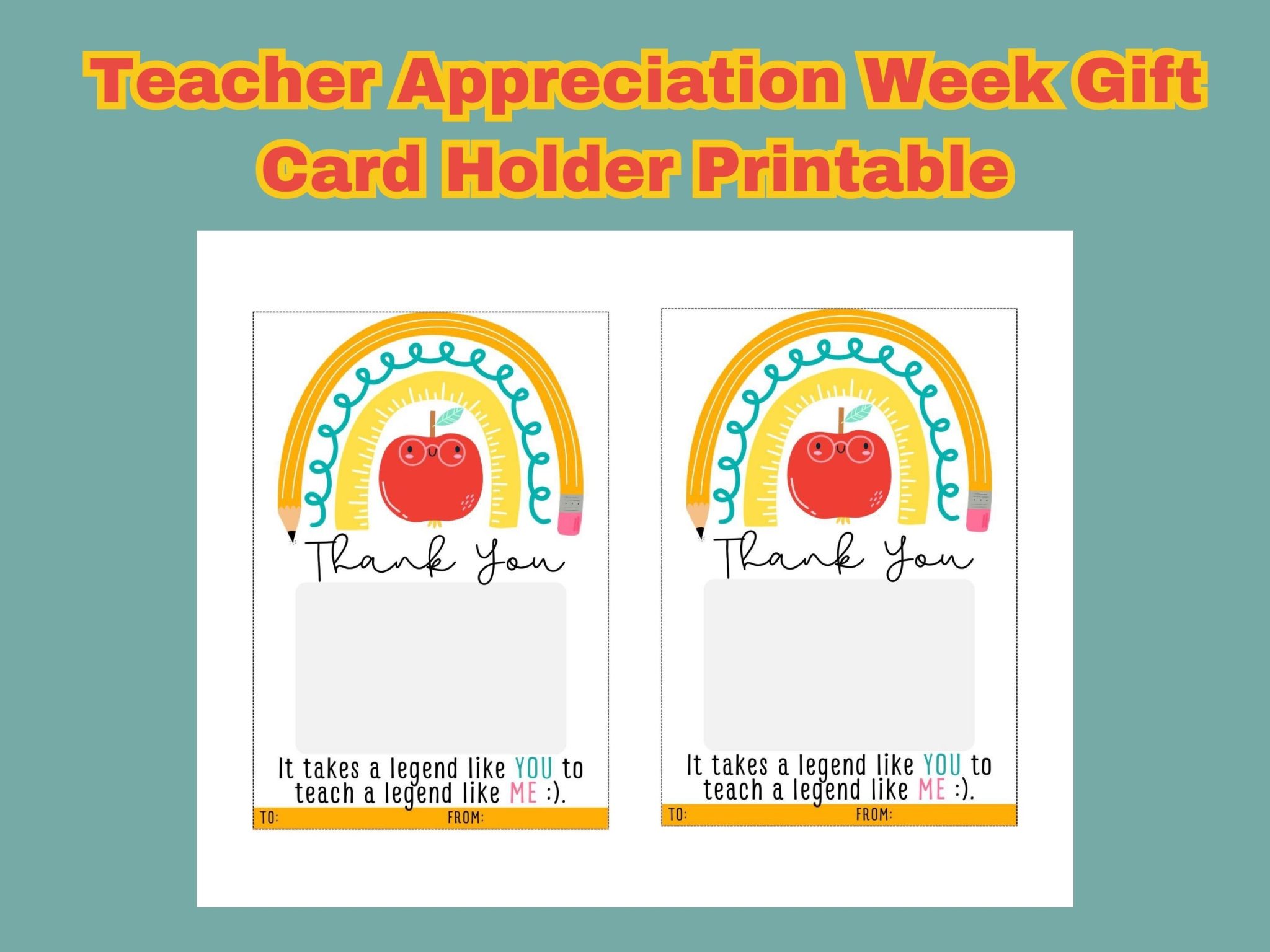 Free Teacher Appreciation Gift Card Holder Printable - Our WabiSabi Life