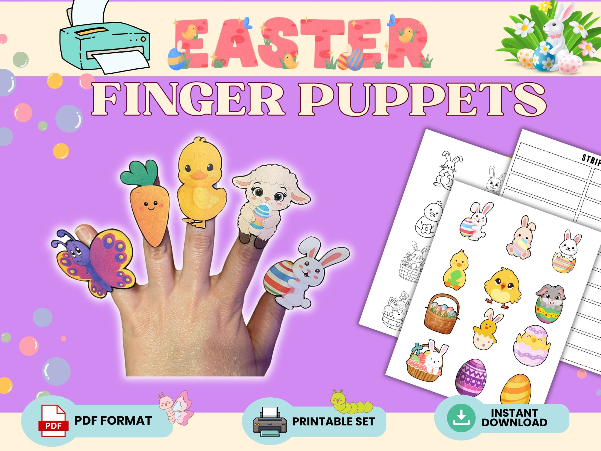 Free Easter Finger Puppet Printable - Our WabiSabi Life