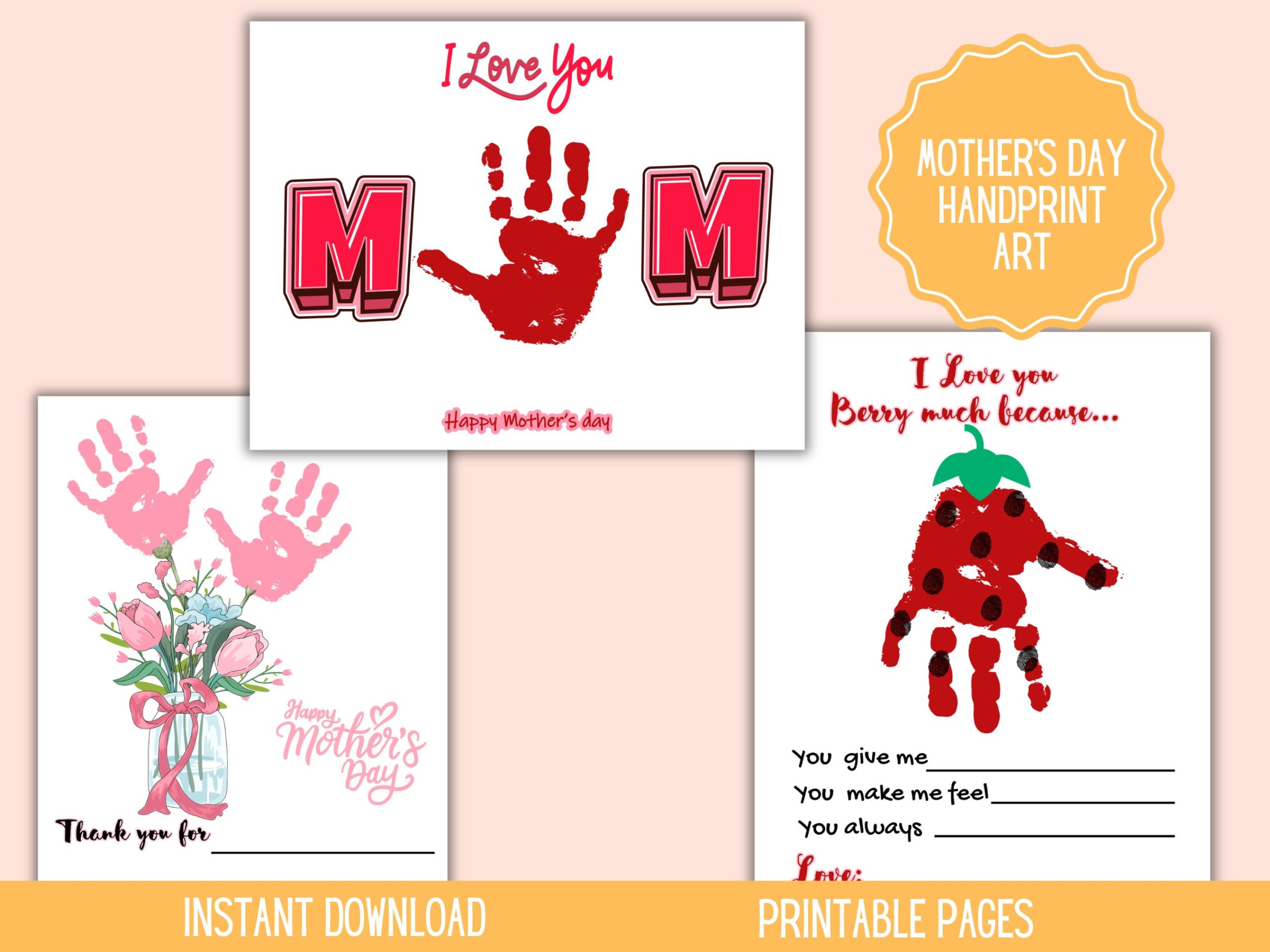 Free Mother's Day Handprint Art Printable - Our WabiSabi Life