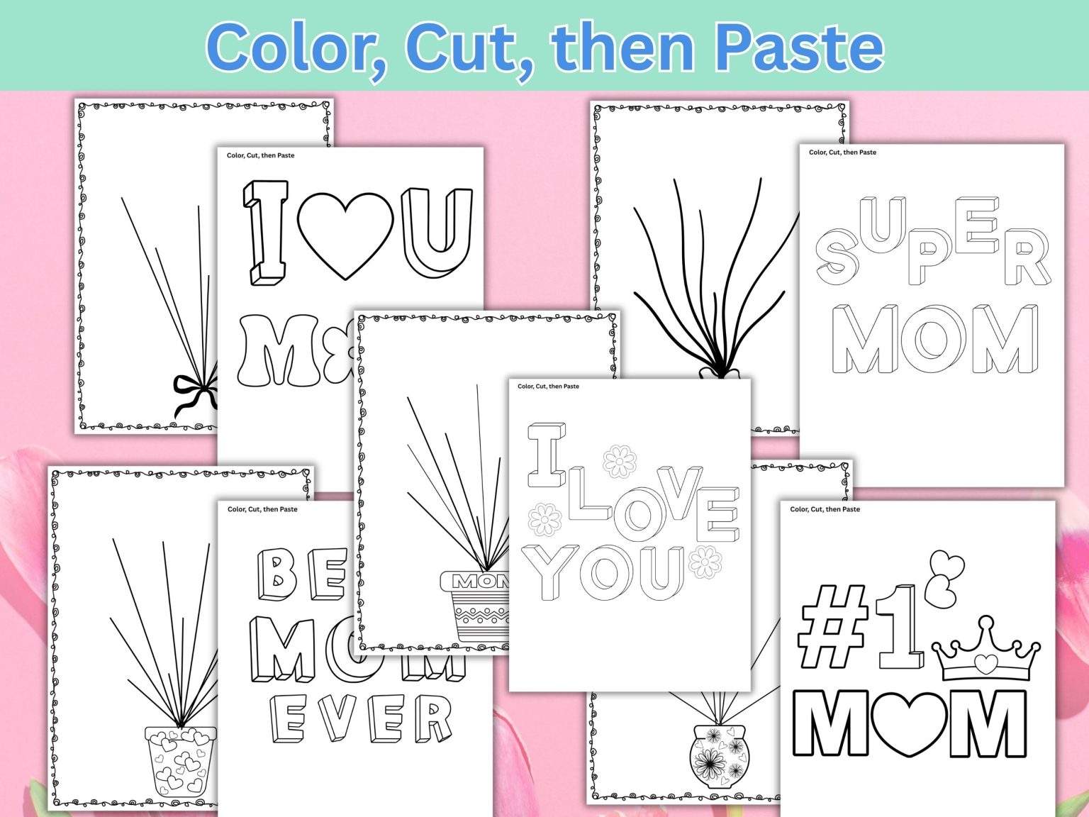 Free Cut And Paste Mother's Day Craft Printable - Our WabiSabi Life