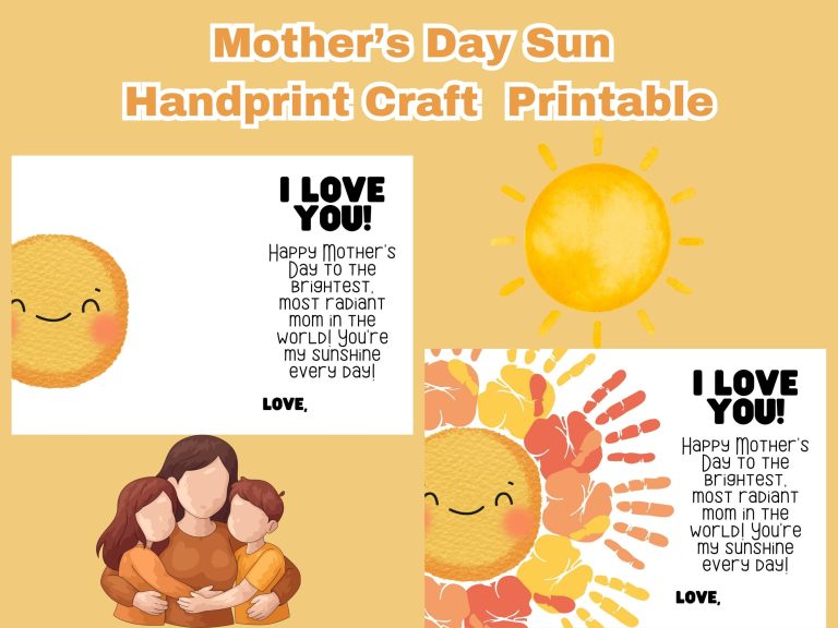 Free Mother's Day Sun Handprint Craft Printable - Our WabiSabi Life