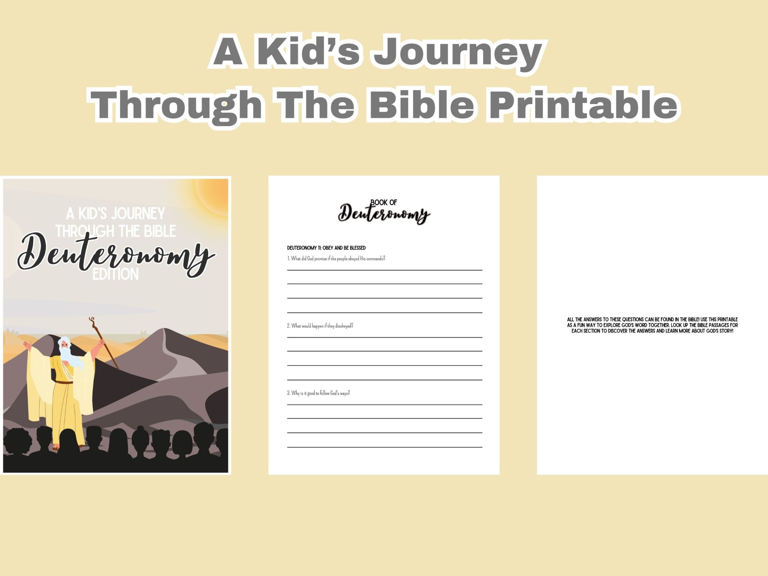 Free Kids Journey Through The Bible Deuteronomy Printable - Our ...