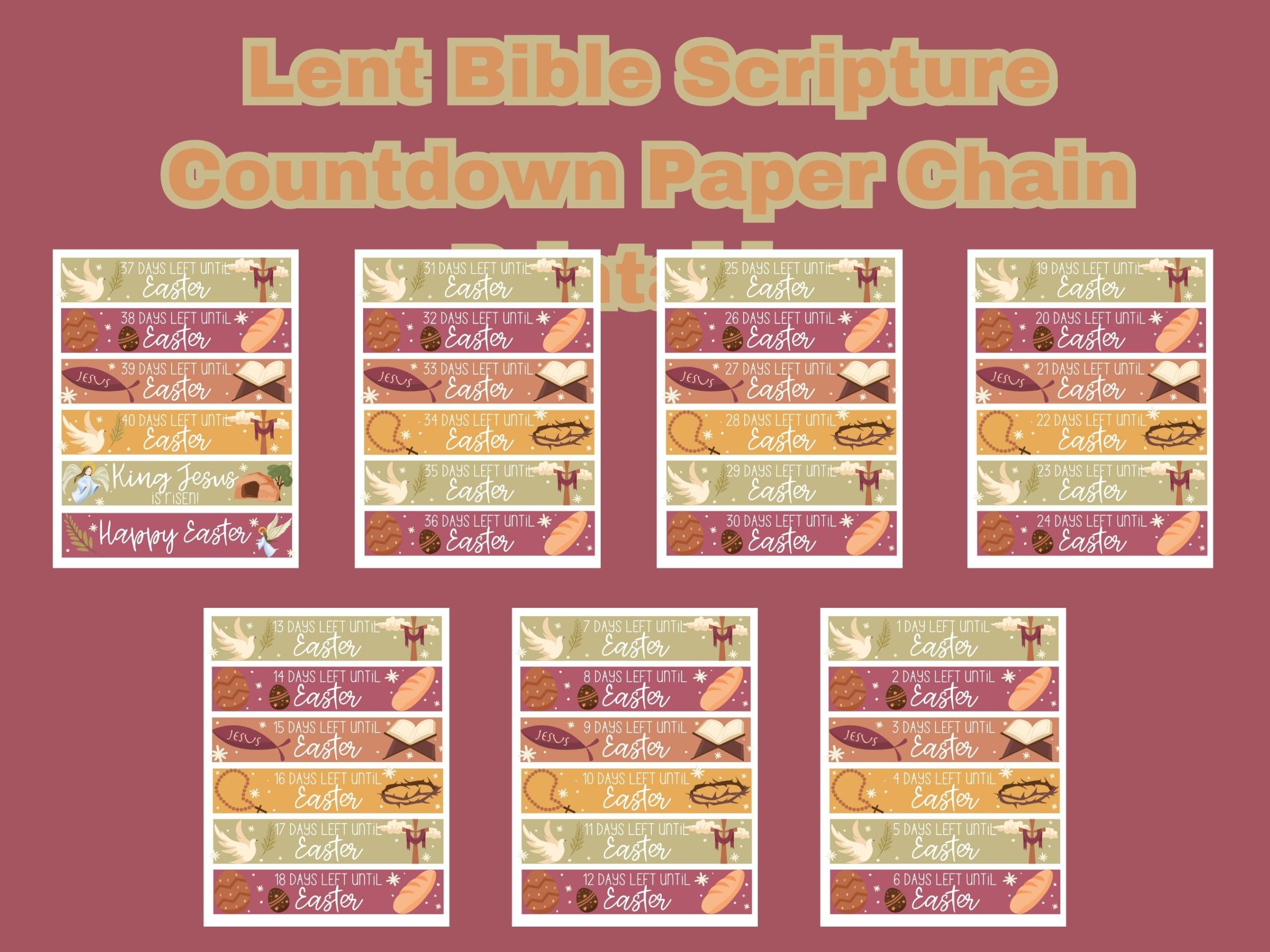 Free Lent Bible Scripture Countdown Paper Chain Printable - Our ...