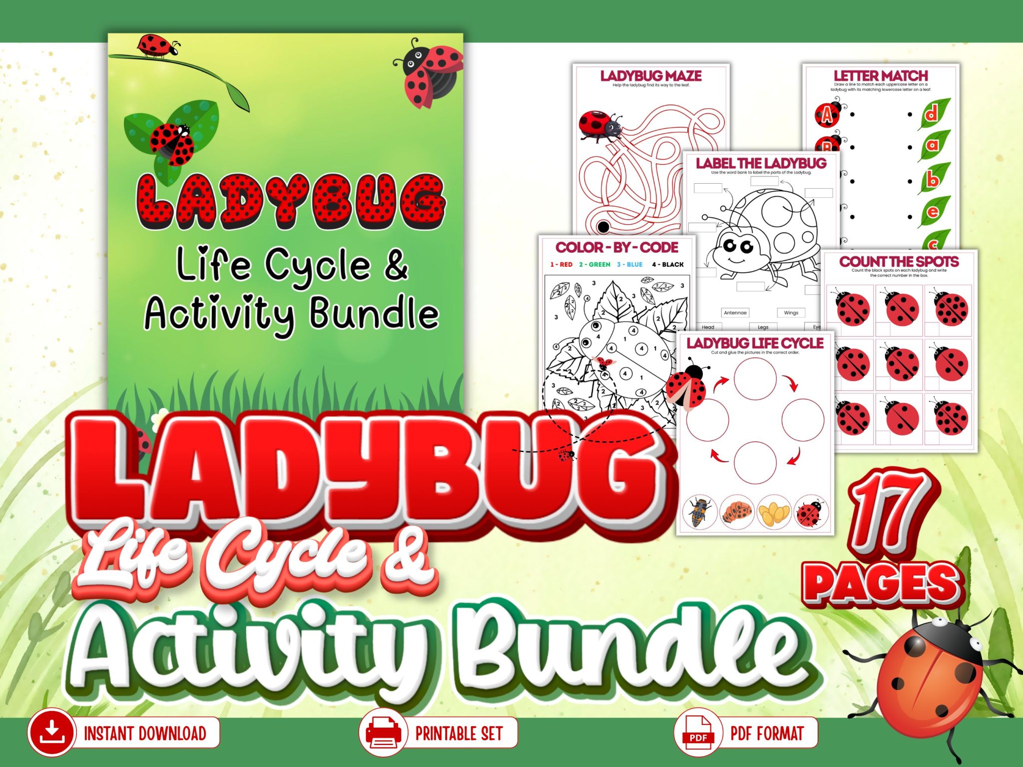 Free Ladybug Life Cycle And Activity Bundle Printable - Our WabiSabi Life