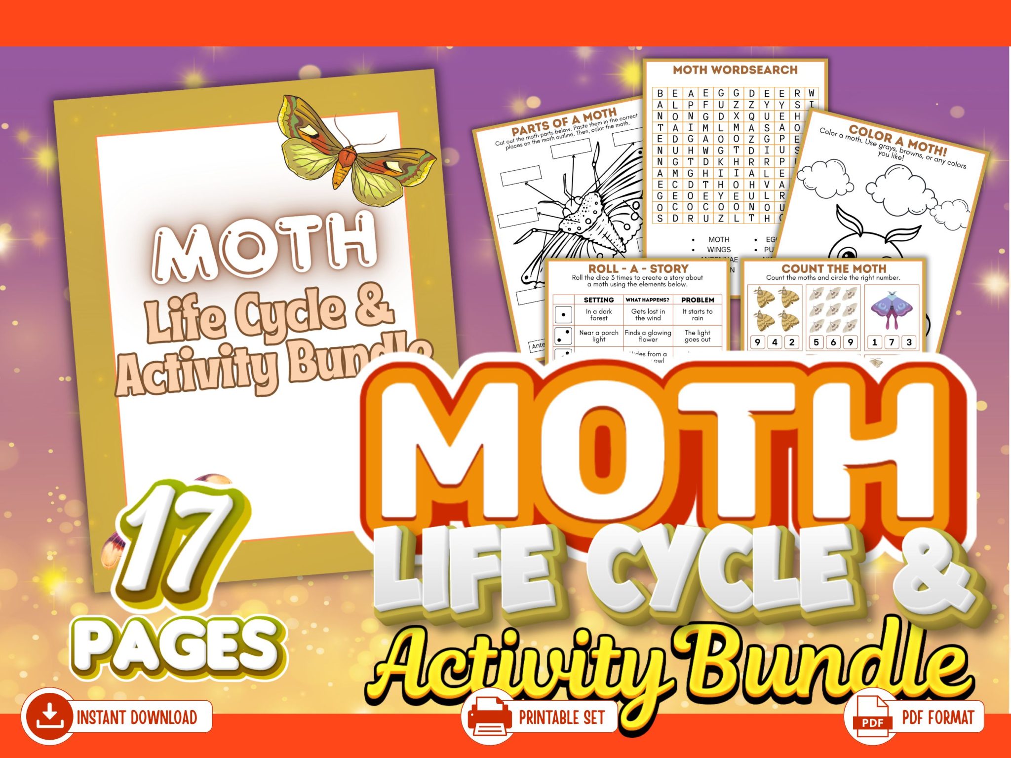 Free Moth Lifecycle And Activity Bundle Printable - Our WabiSabi Life