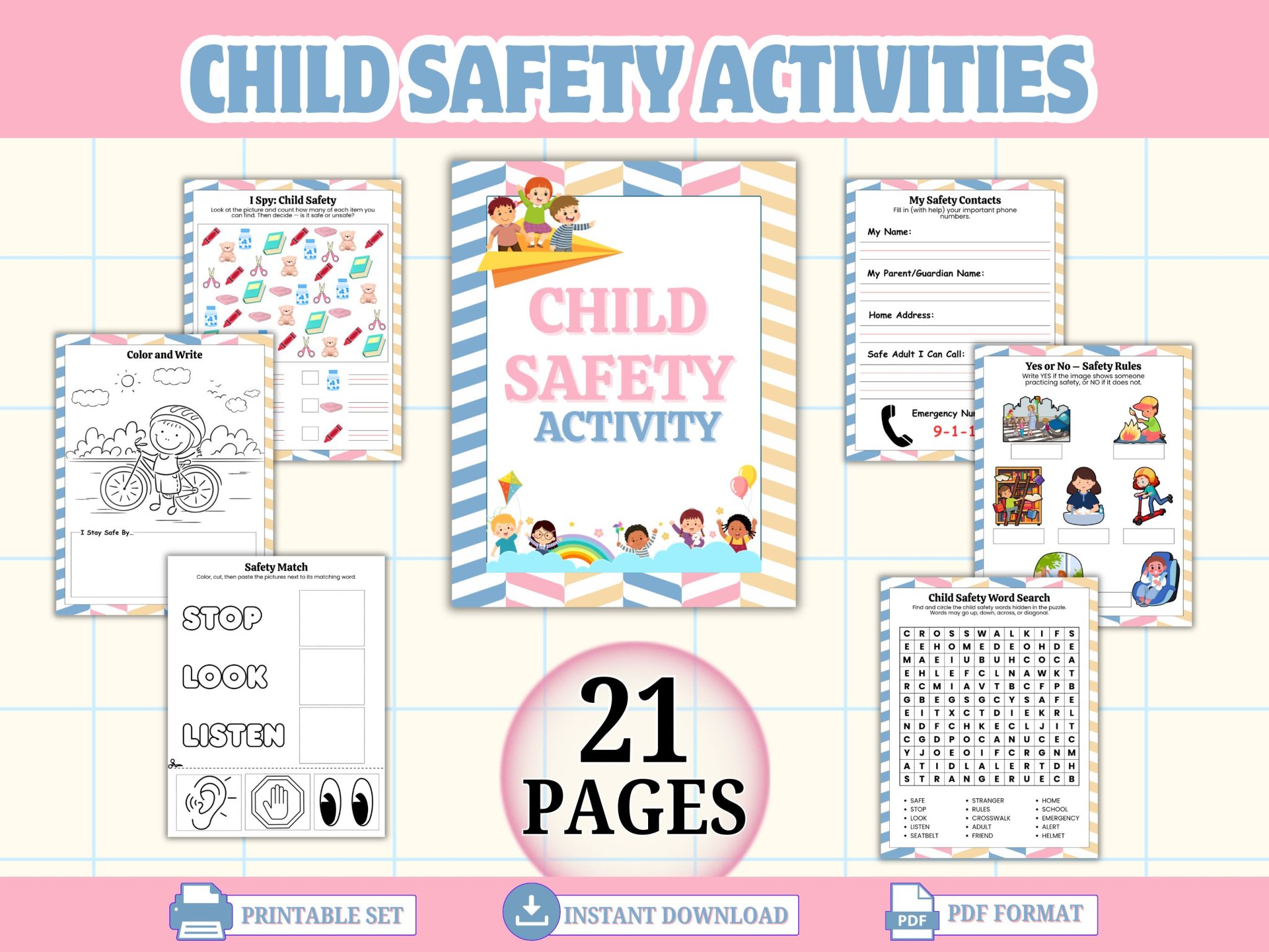 Free Child Safety Activities Printable - Our WabiSabi Life
