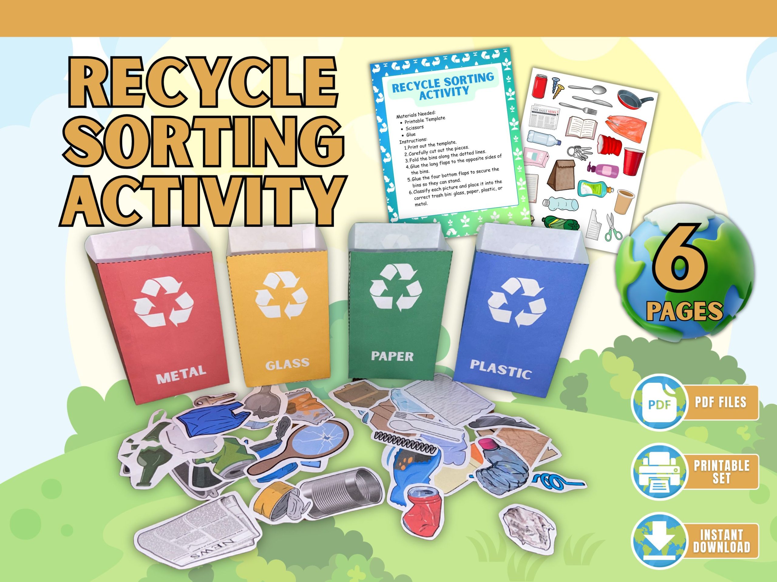 Free Recycle Sorting Activity Printable - Our WabiSabi Life