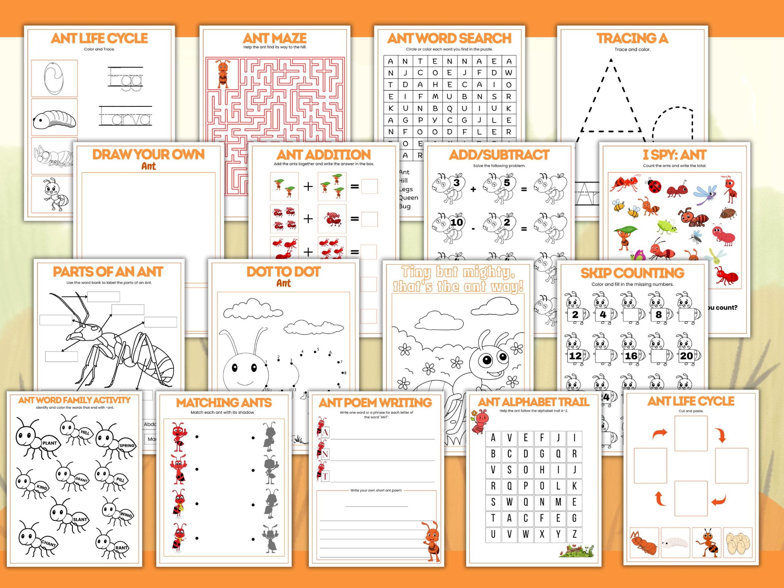 Free Ant Themed Activity Bundle Printable - Our WabiSabi Life