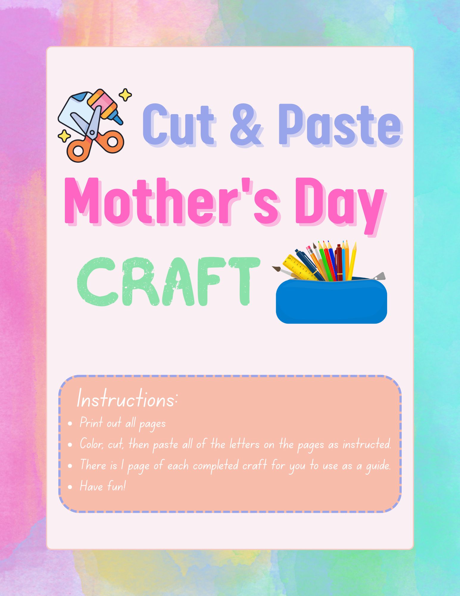 Free Cut And Paste Mother's Day Craft Printable - Our WabiSabi Life