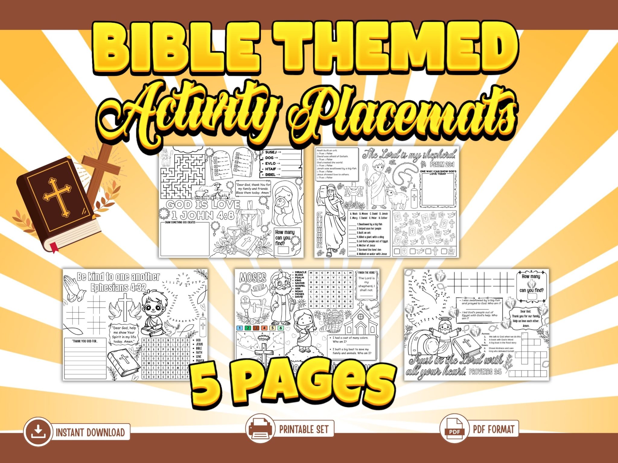 Free Bible Themed Activity Placemat Printable - Our WabiSabi Life